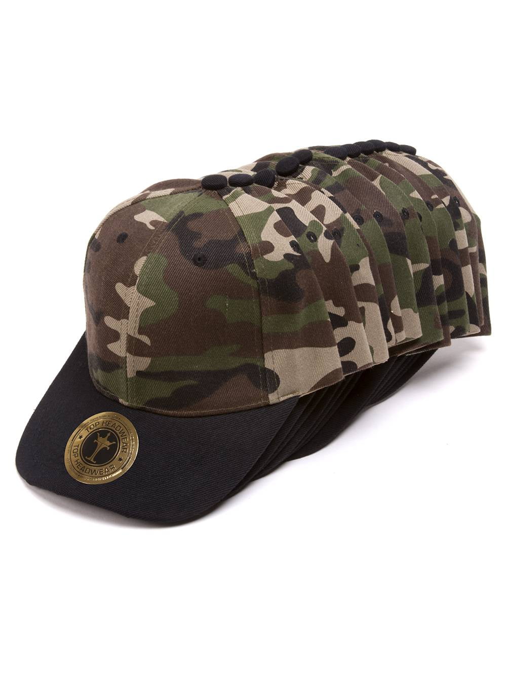 Top Headwear 12-Pack Adjustable Baseball Hat - Camouflage/Black ...