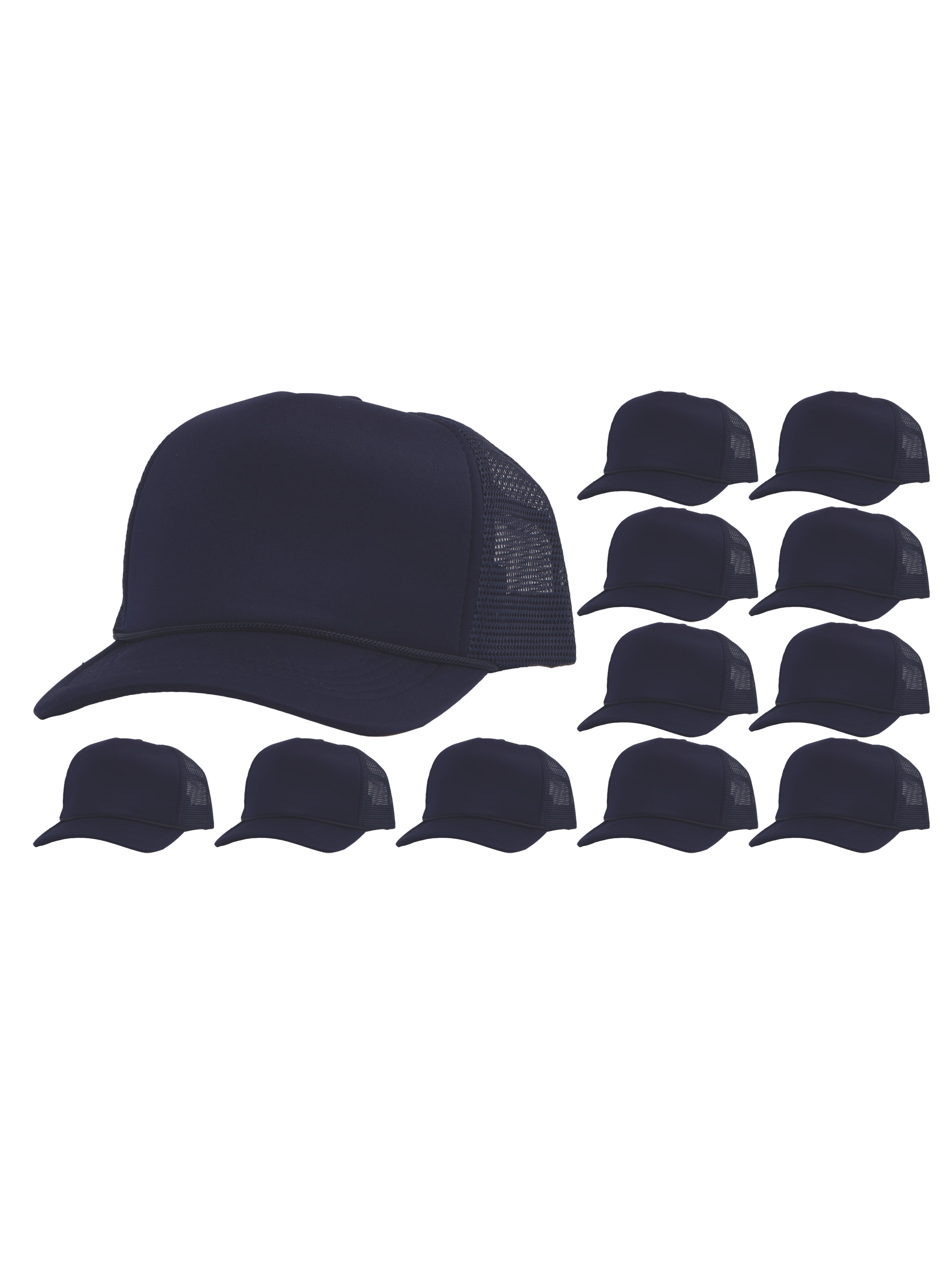 Top Headwear 12 Pack Dozen Men's Plain Trucker Mesh Cap Blank Hats Navy ...