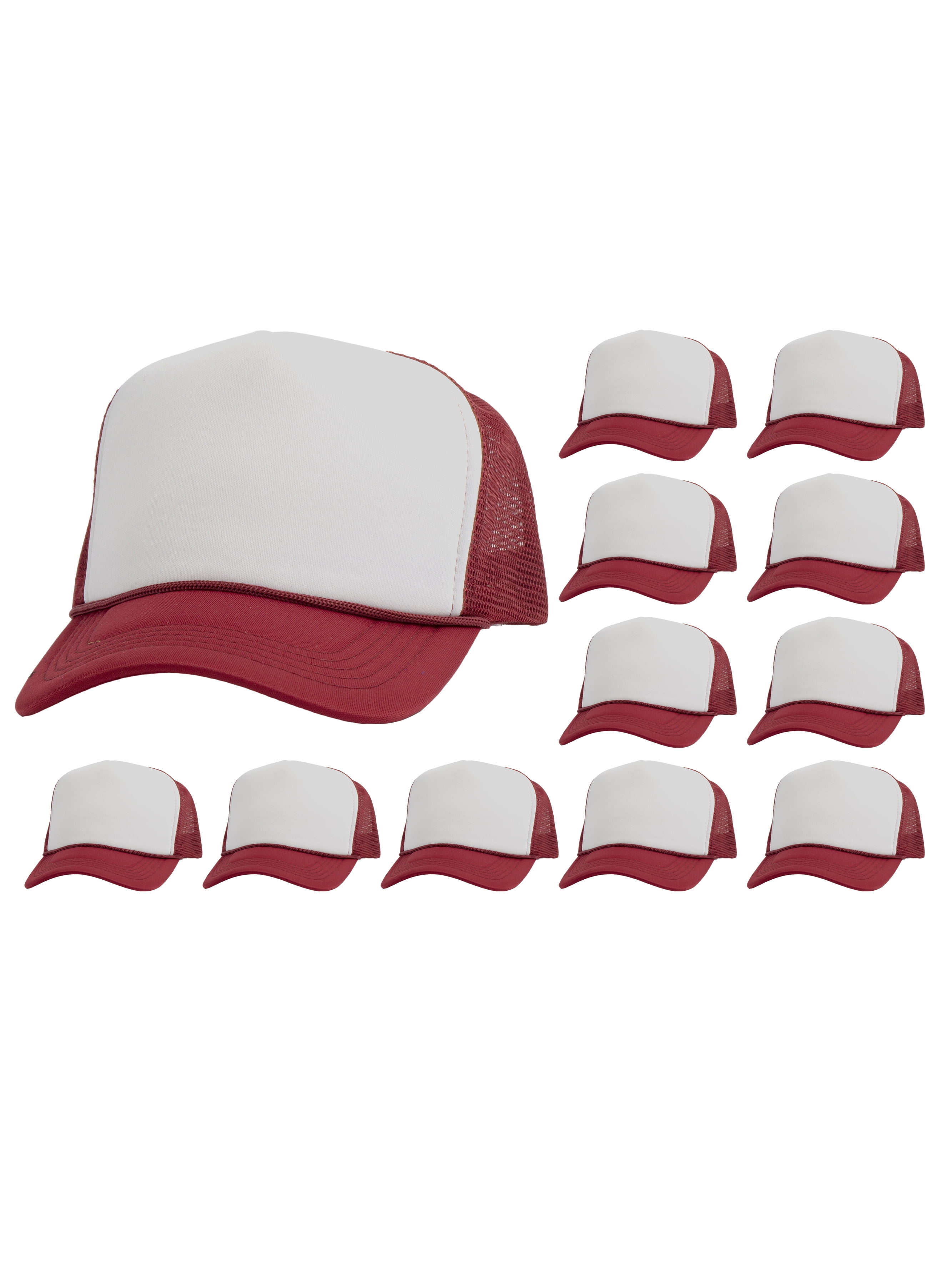 Top Headwear 12 Pack Dozen Men's Plain Trucker Mesh Cap Blank Hats ...