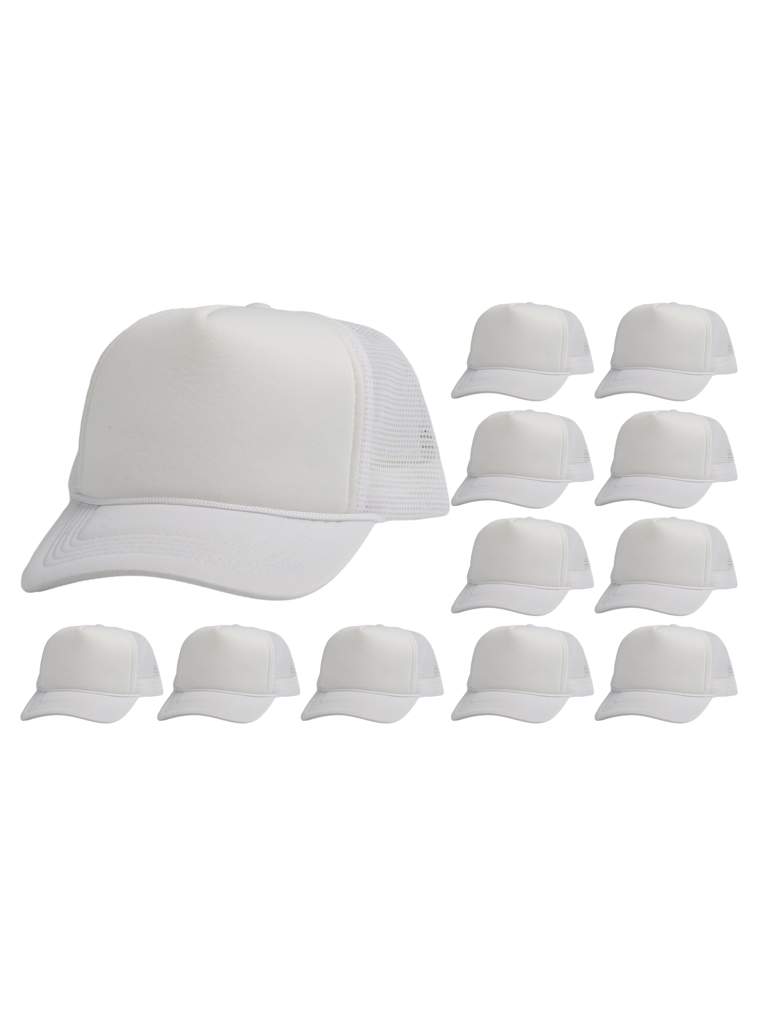Top Headwear 12 Pack Dozen Men's Plain Trucker Mesh Cap Blank Hats ...
