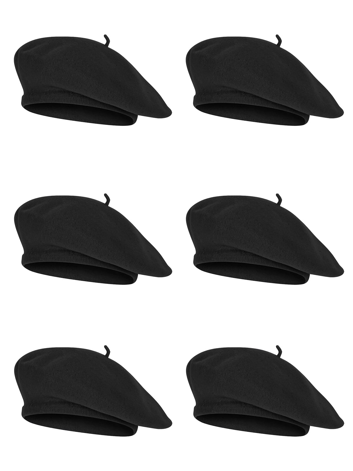 Top Headwear Adult Solid Color 6 Piece Wool French Bohemian Beret ...