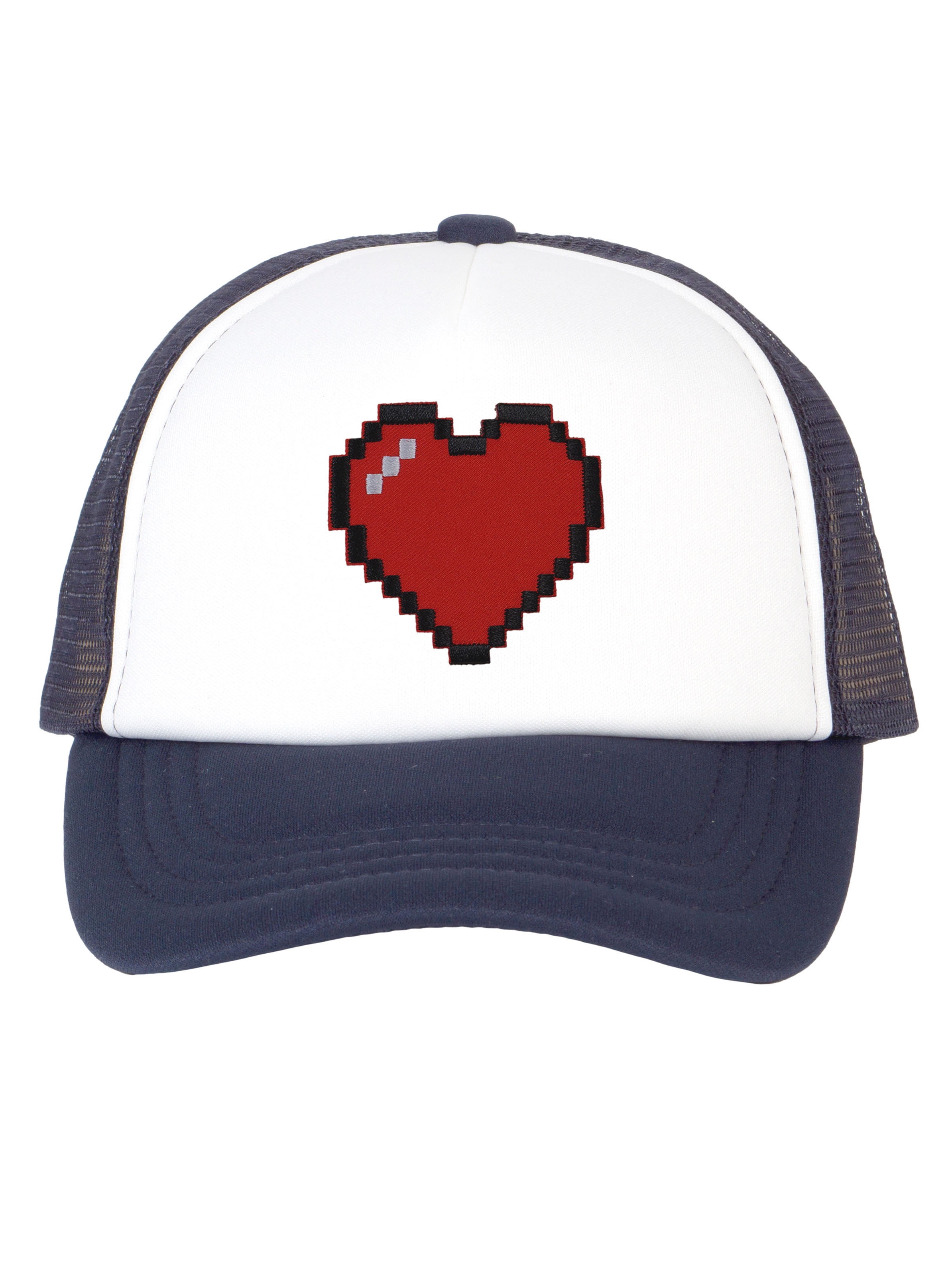 Top Headwear Boys Girls Retro Heart Hat - Youth Retro 8 Bit Pixelated ...