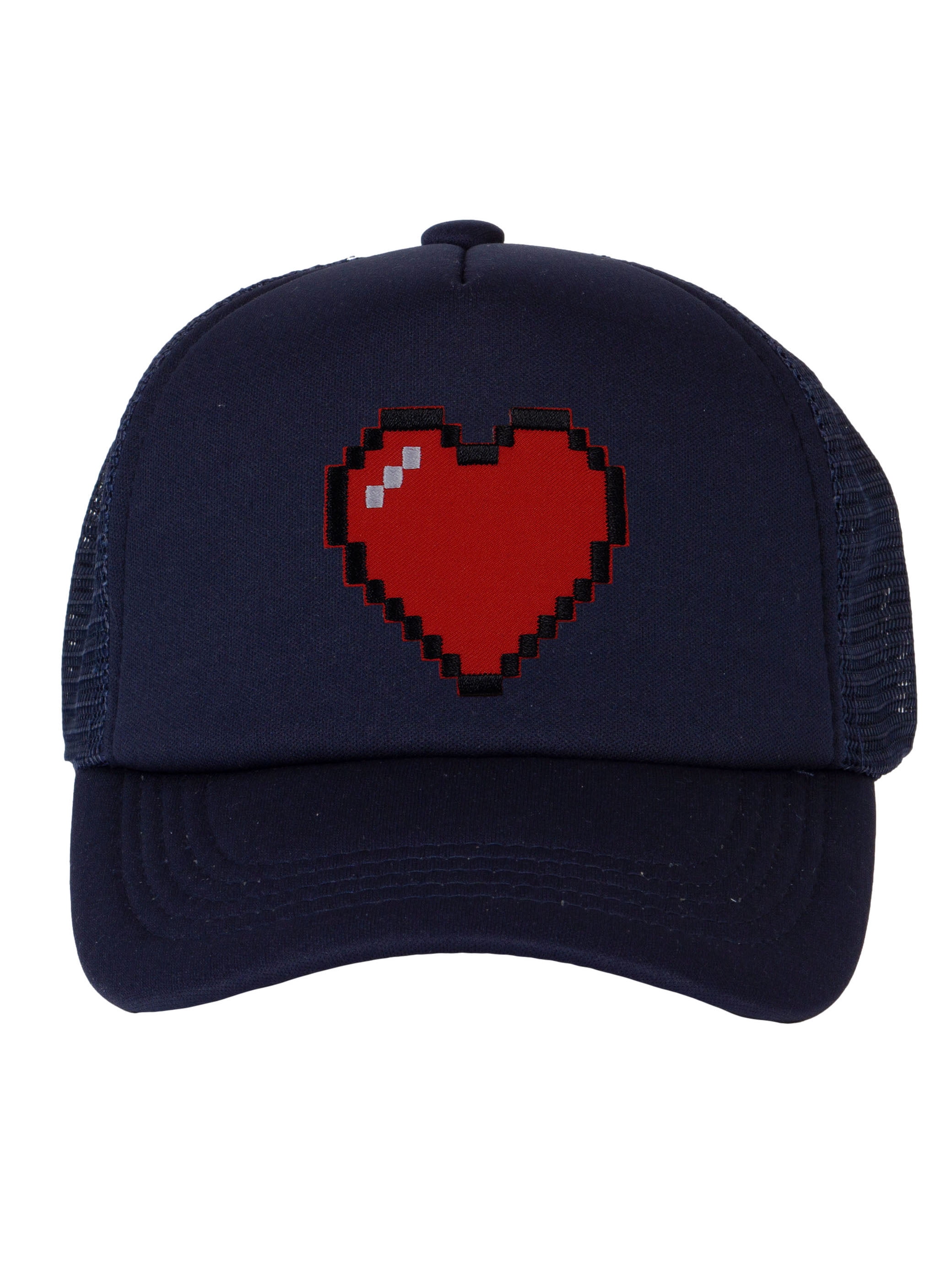 Top Headwear Boys Girls Retro Heart Hat - Youth Retro 8 Bit Pixelated ...