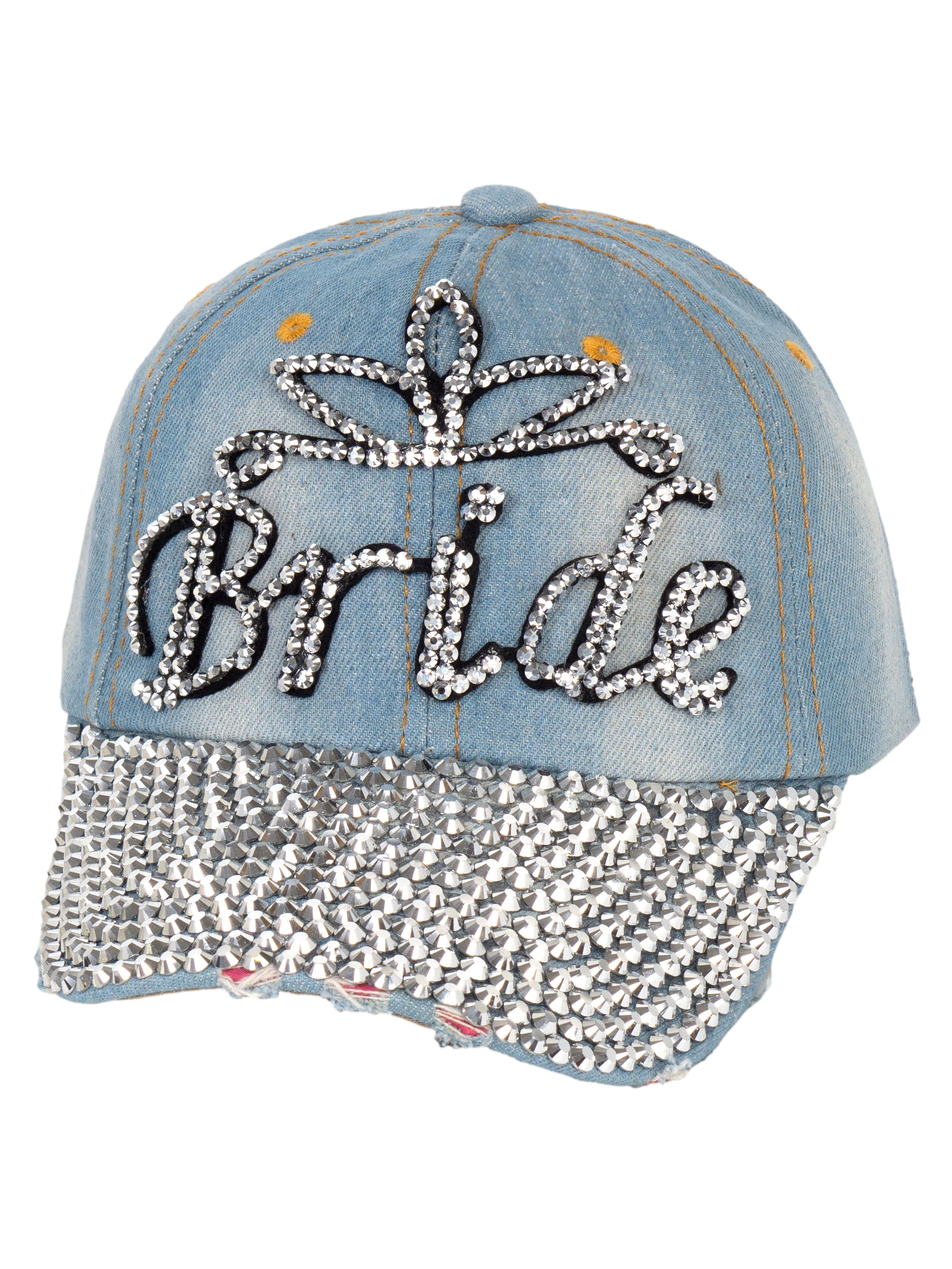 Top Headwear Bride Studded Shiny Hat - Women's Denim Rhinestone ...