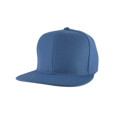 Solid Plain Style Flatbill Snapback Hat Cap, White, One Size Fits All ...