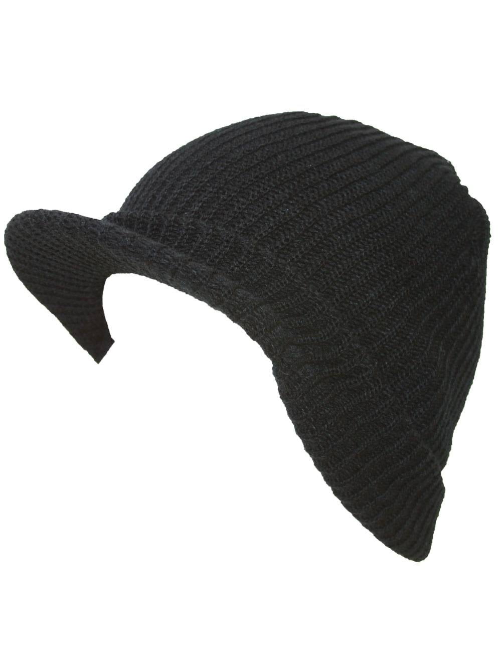 Top Headwear GI Ribbed Waffle Beanie w/ Visor - Black - Walmart.com
