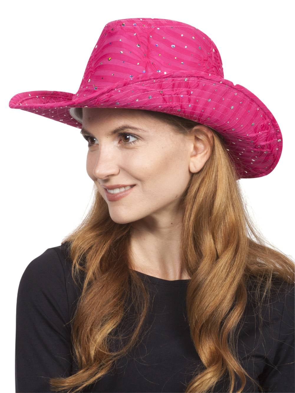 Top Headwear Glitter Sequin Trim Cowboy Hat, Hot Pink - Walmart.com
