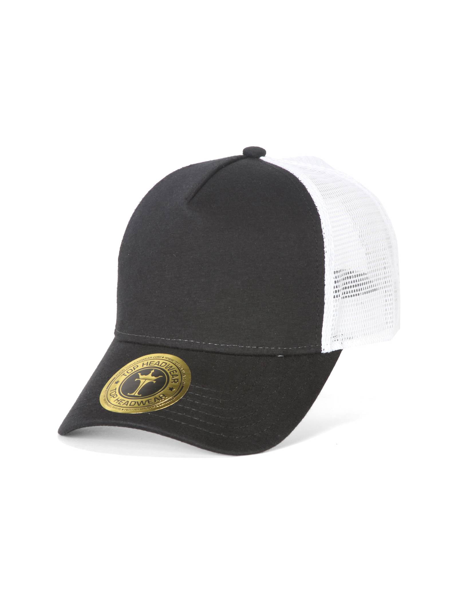 Top Headwear Jersey Knit Five Panel Pro Style Mesh Back Caps, Black ...