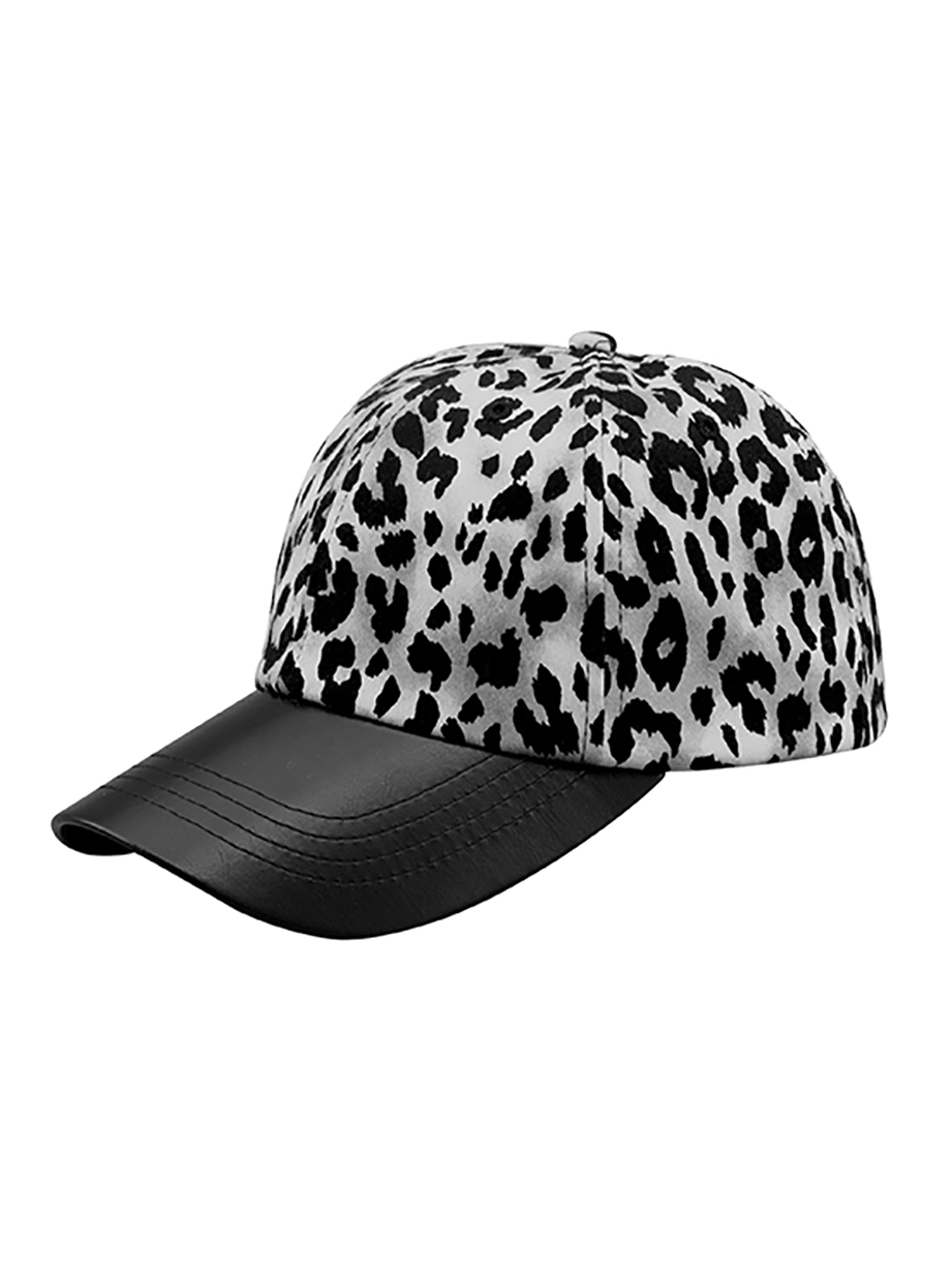 Top Headwear Leopard Print Cap w/ Textured Leather Bill - Silver ...