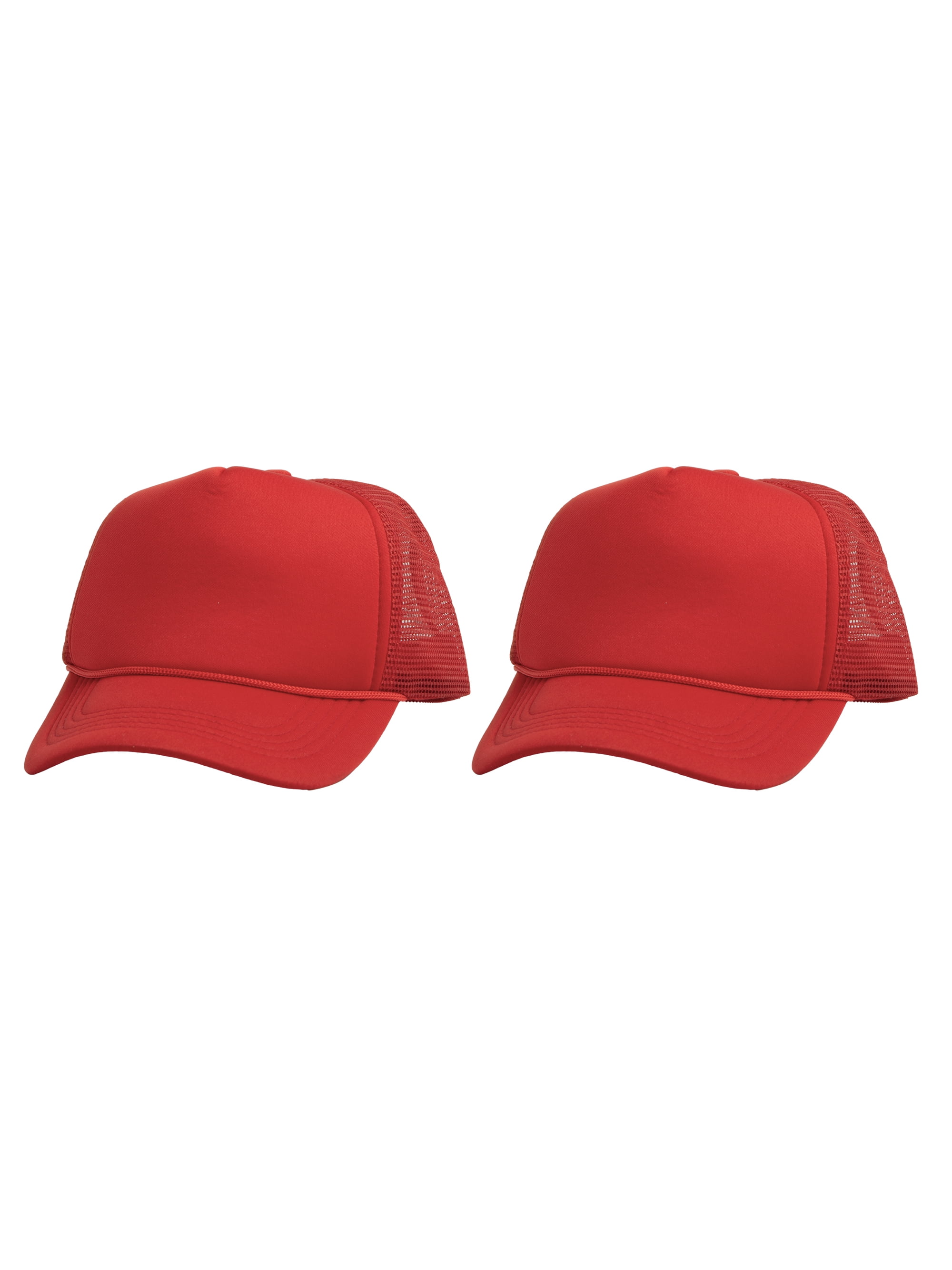 Top Headwear Men's Blank Rope Trucker Foam Mesh Plain Hats, 2PC Red ...