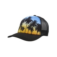 Men's Palm Tree Cap Snapback Trucker Hat, White/Neon Green - Walmart.com