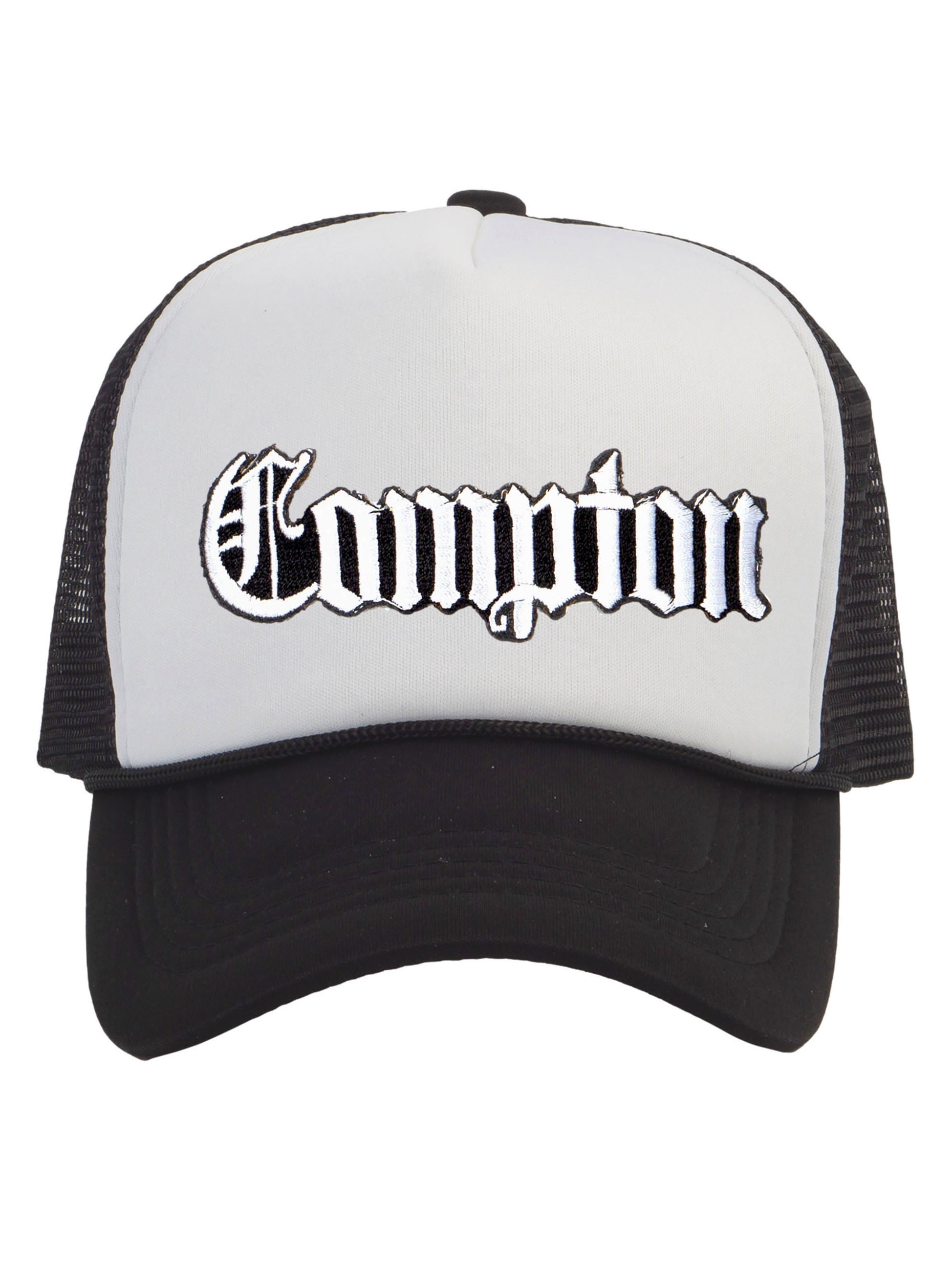 Top Headwear Old English Trucker Hat - City Snapback Cap, Black/White Compton - Walmart.com