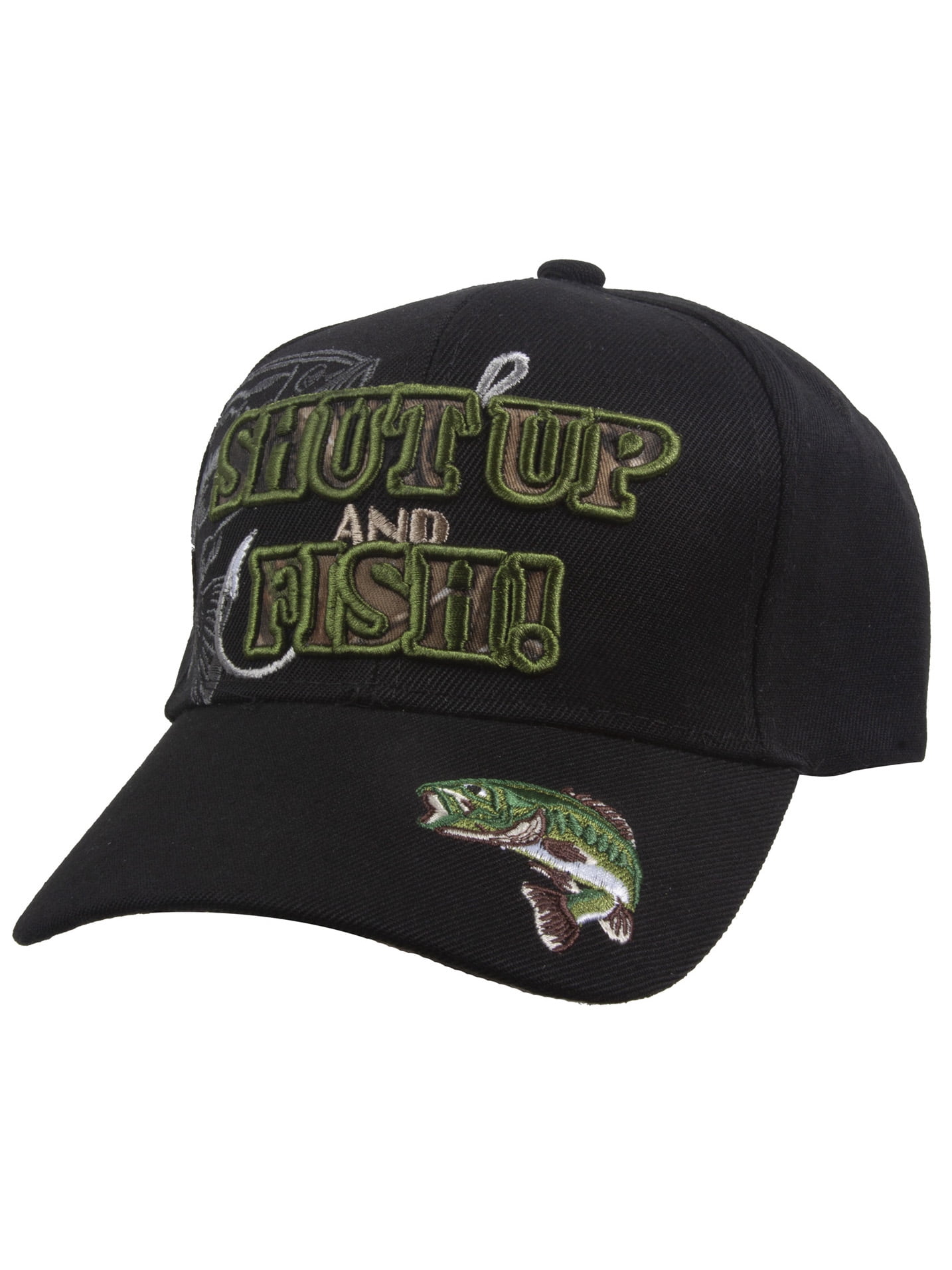 Top Headwear Outdoor Shut Up and Fish Baseball Cap - Black - Walmart.com