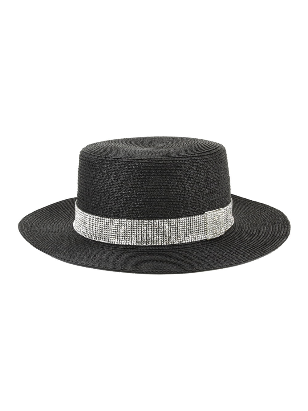 Top Headwear Paper Braid Top hat w/ Stone Strip - Black - Walmart.com