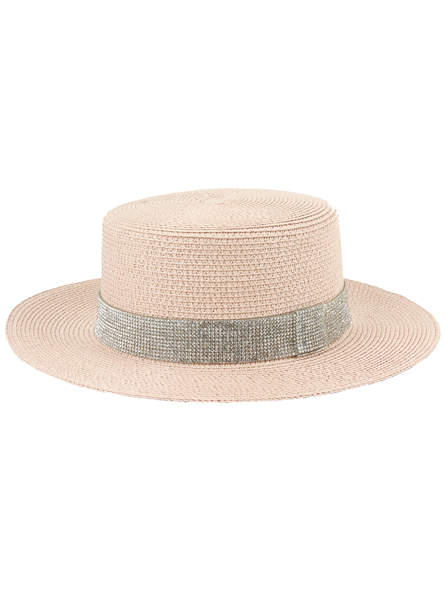 Top Headwear Paper Braid Top hat w/ Stone Strip - Pink - Walmart.com