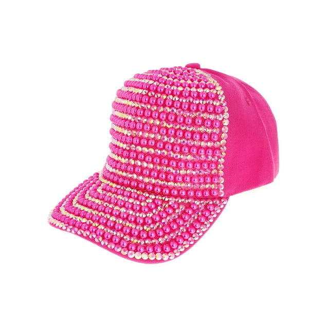 Top Headwear Pearl Rhinestone Bling Baseball Cap - Fuchsia - Walmart.com