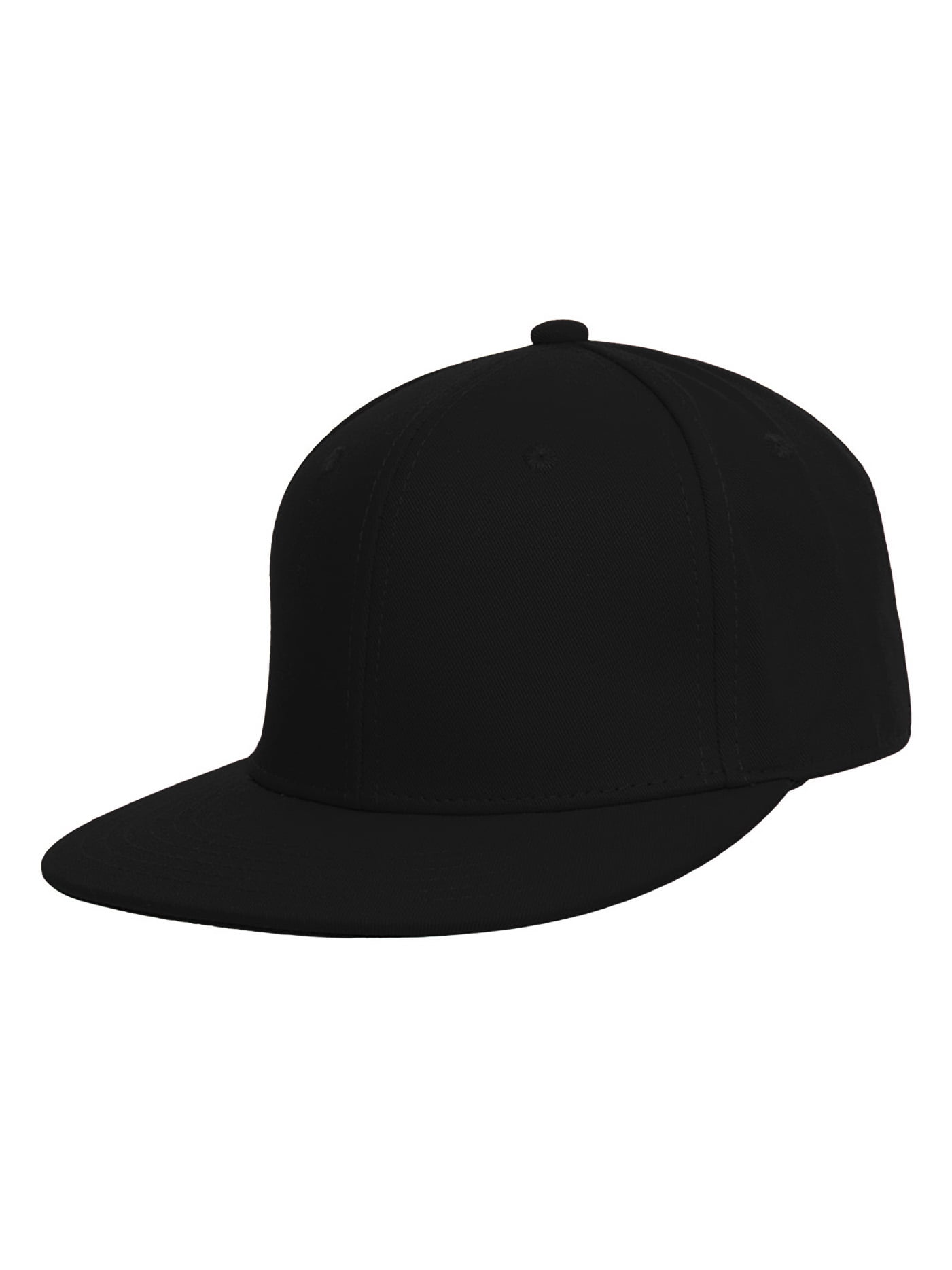 Top Headwear Plain Flat Bill Fitted Hat, Black 7 3/4 - Walmart.com