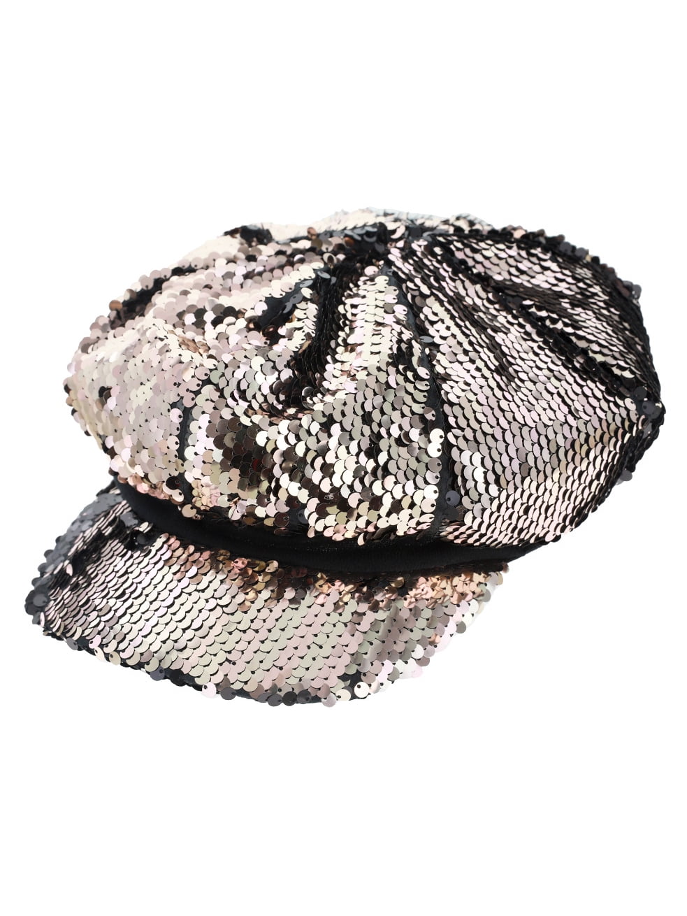 Top Headwear Reversible Sequin Captain Newsboy Cap - Rose Gold ...