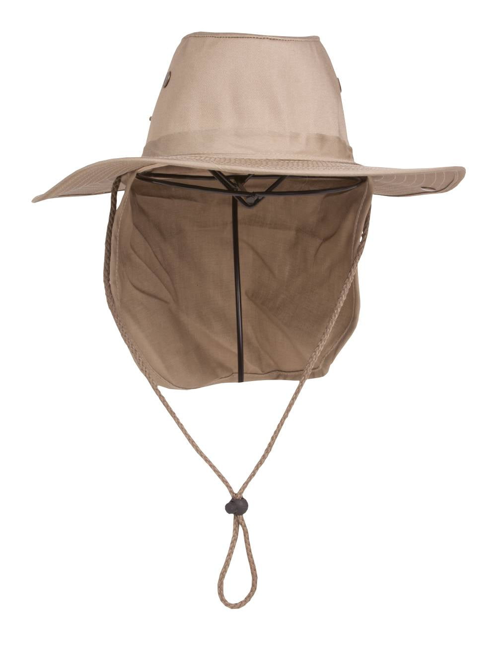 Top Headwear Safari Explorer Bucket Hat With Flap Neck Cover - Beige ...