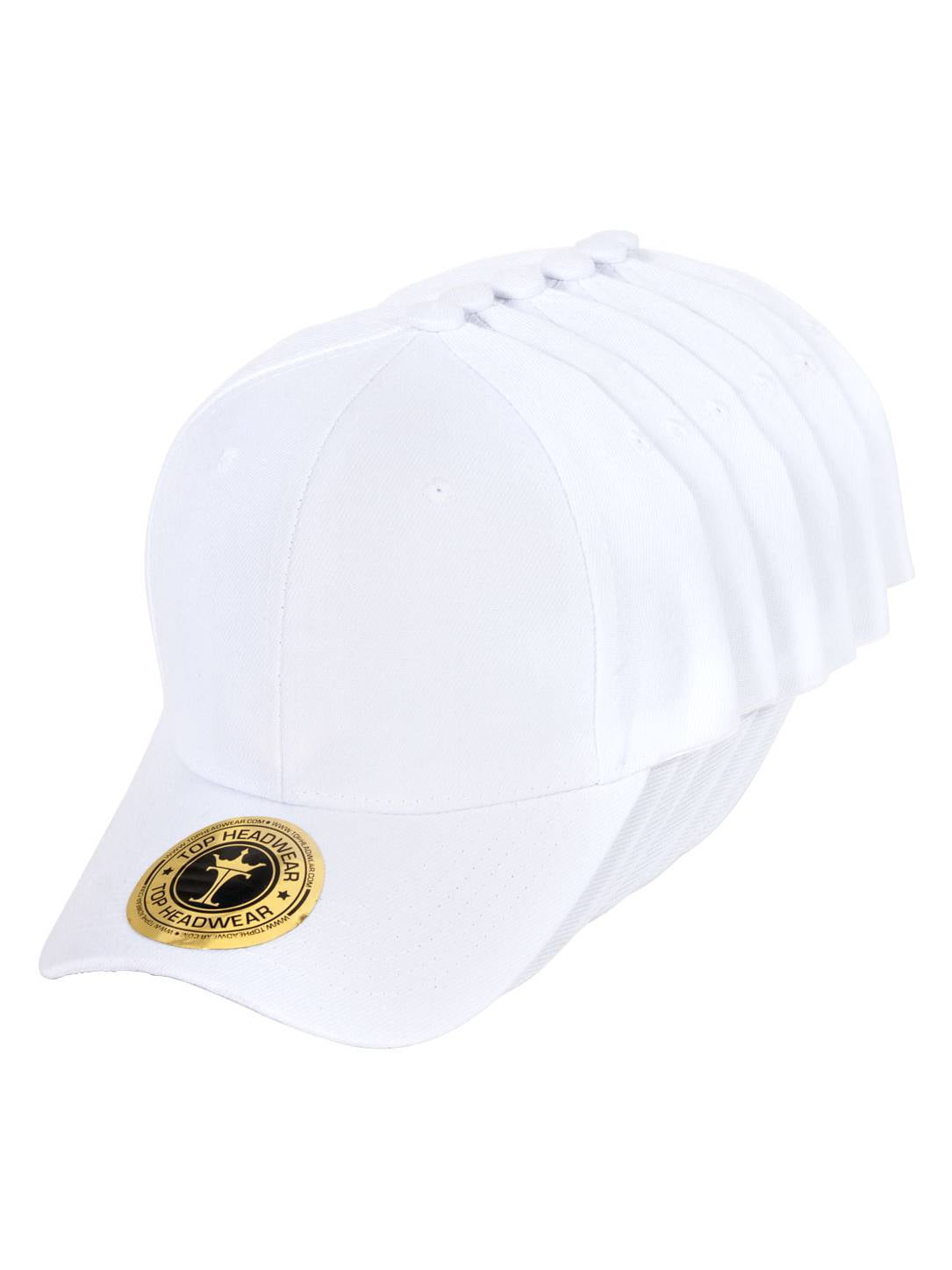 Top Headwear Structured Adjustable Baseball Hat, White 6 pack - Walmart.com