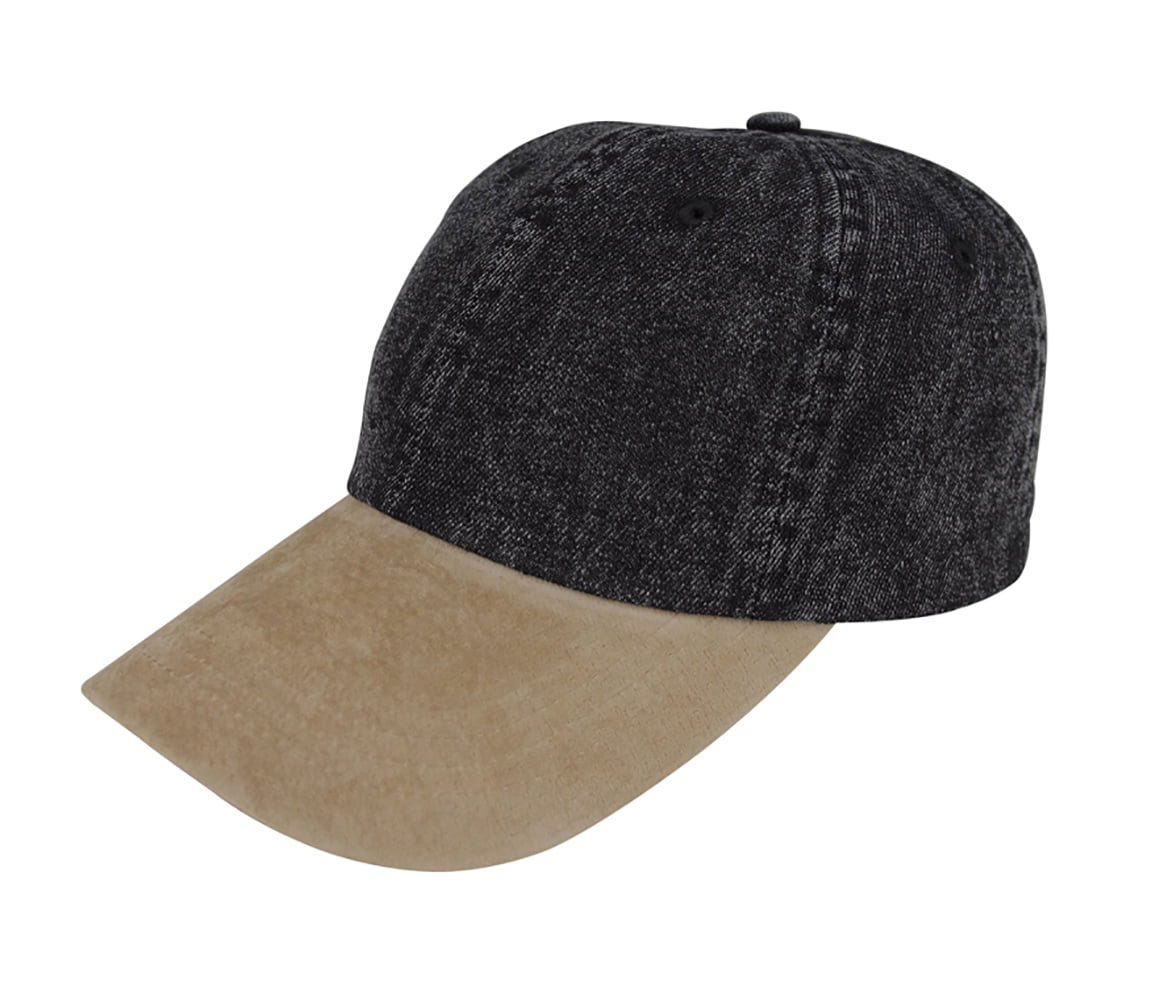Top Headwear Washed Denim Cap w/ Suede Bill - Denim Black/Tan - Walmart.com