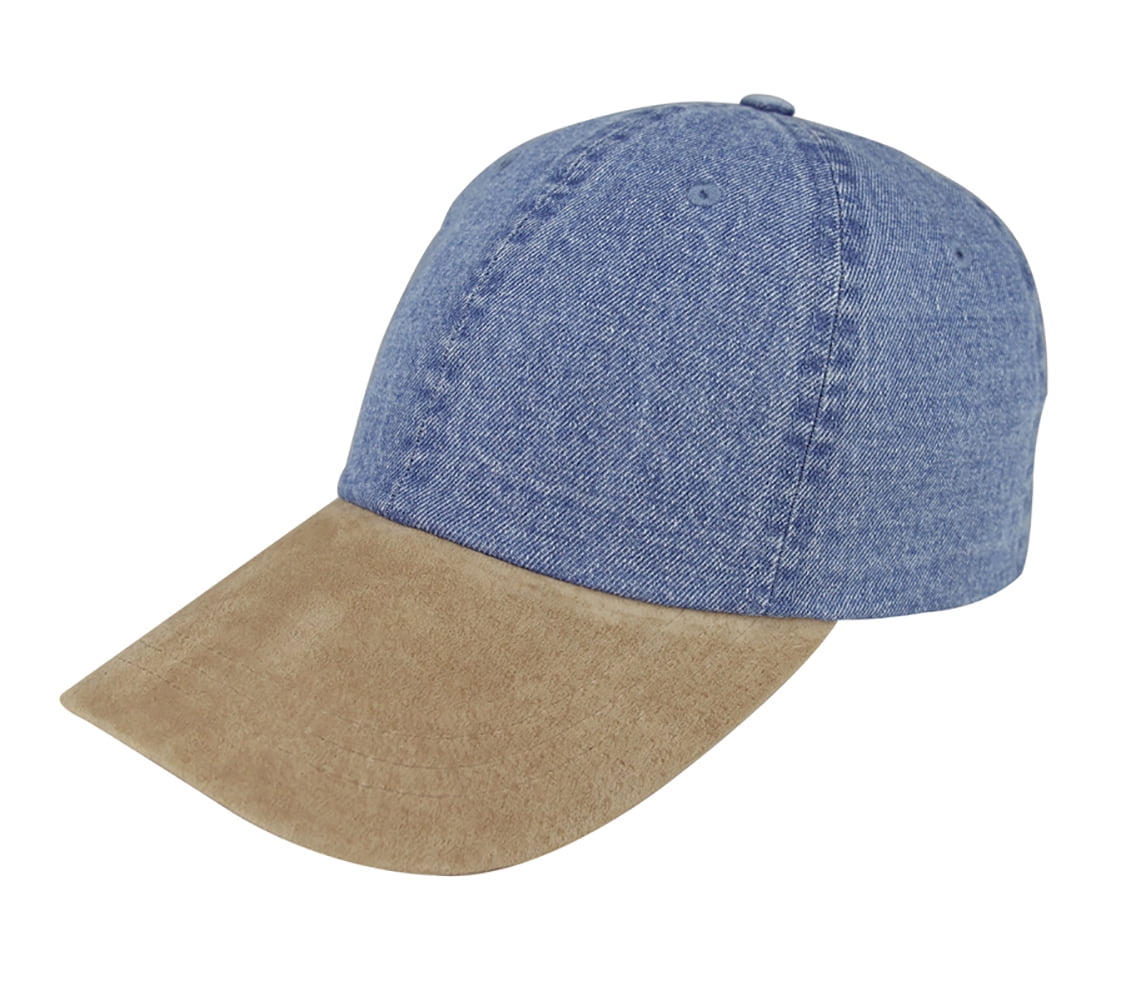 Top Headwear Washed Denim Cap w/ Suede Bill - Denim Blue/Tan - Walmart.com