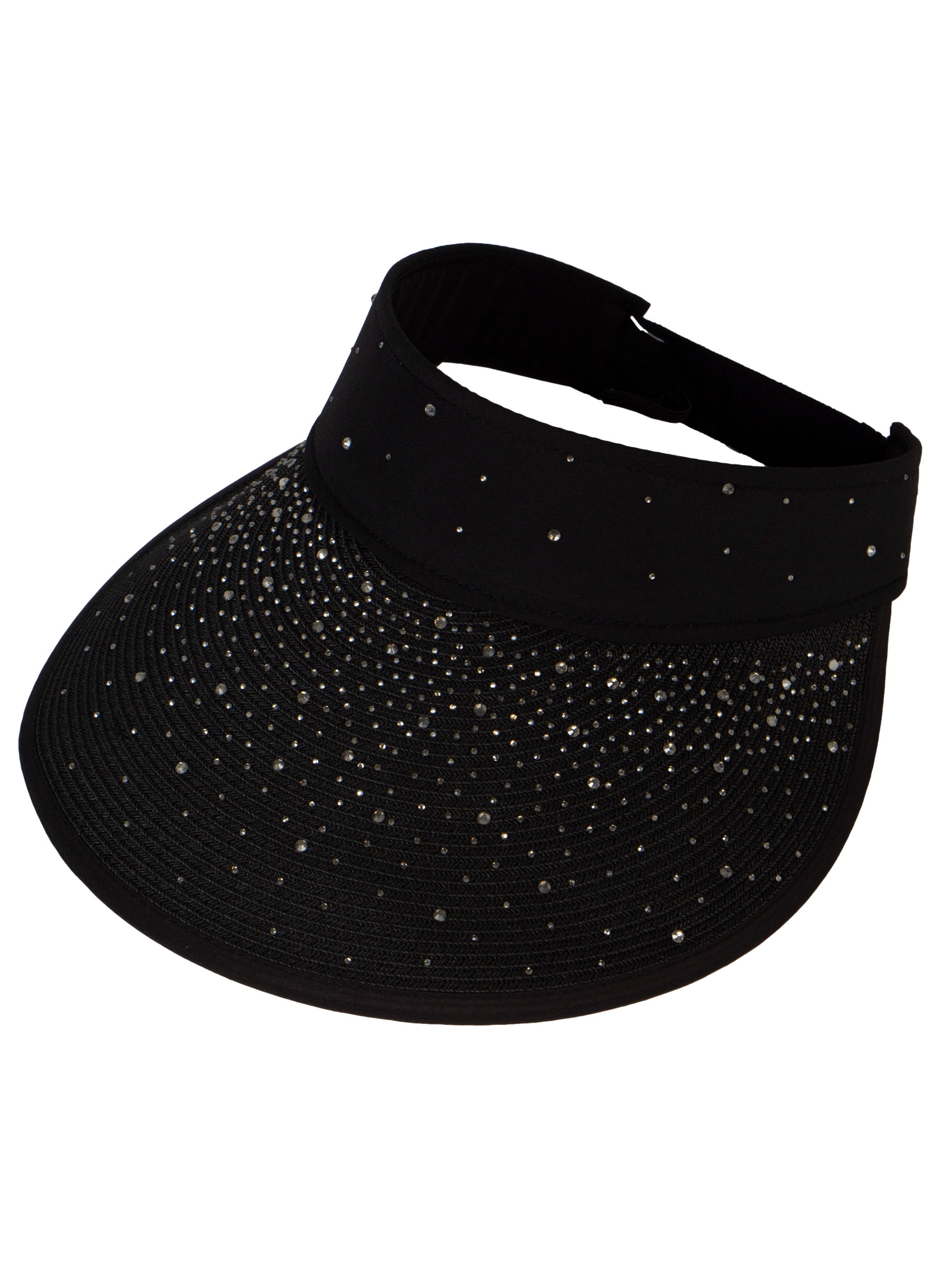 Top Headwear Women's Studded Visor - Paper Braid Crystal Hat 5 Inch ...