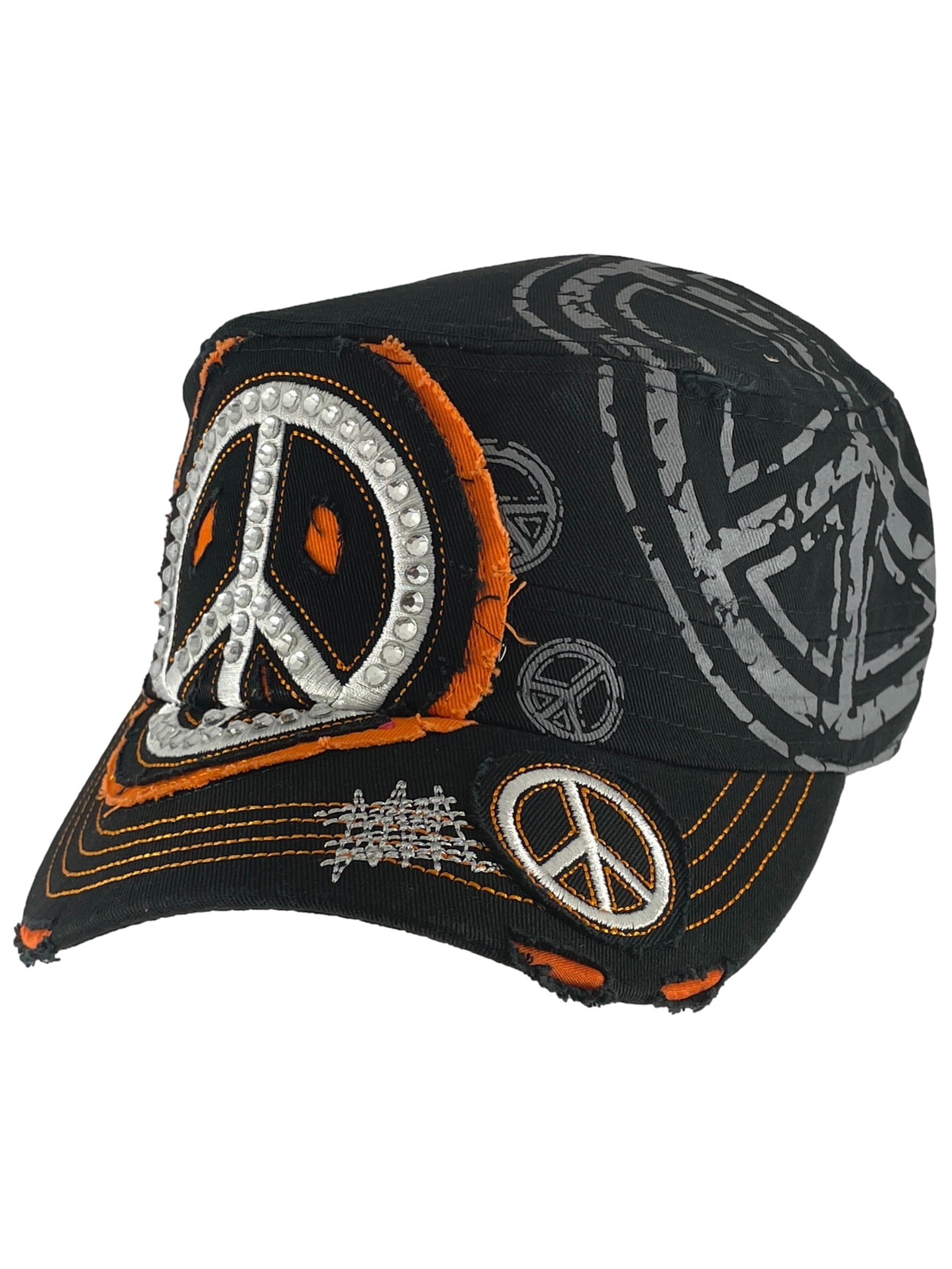 Top Headwear Womens Print Adjustable Cadet Cap - Black/Orange -Peace ...