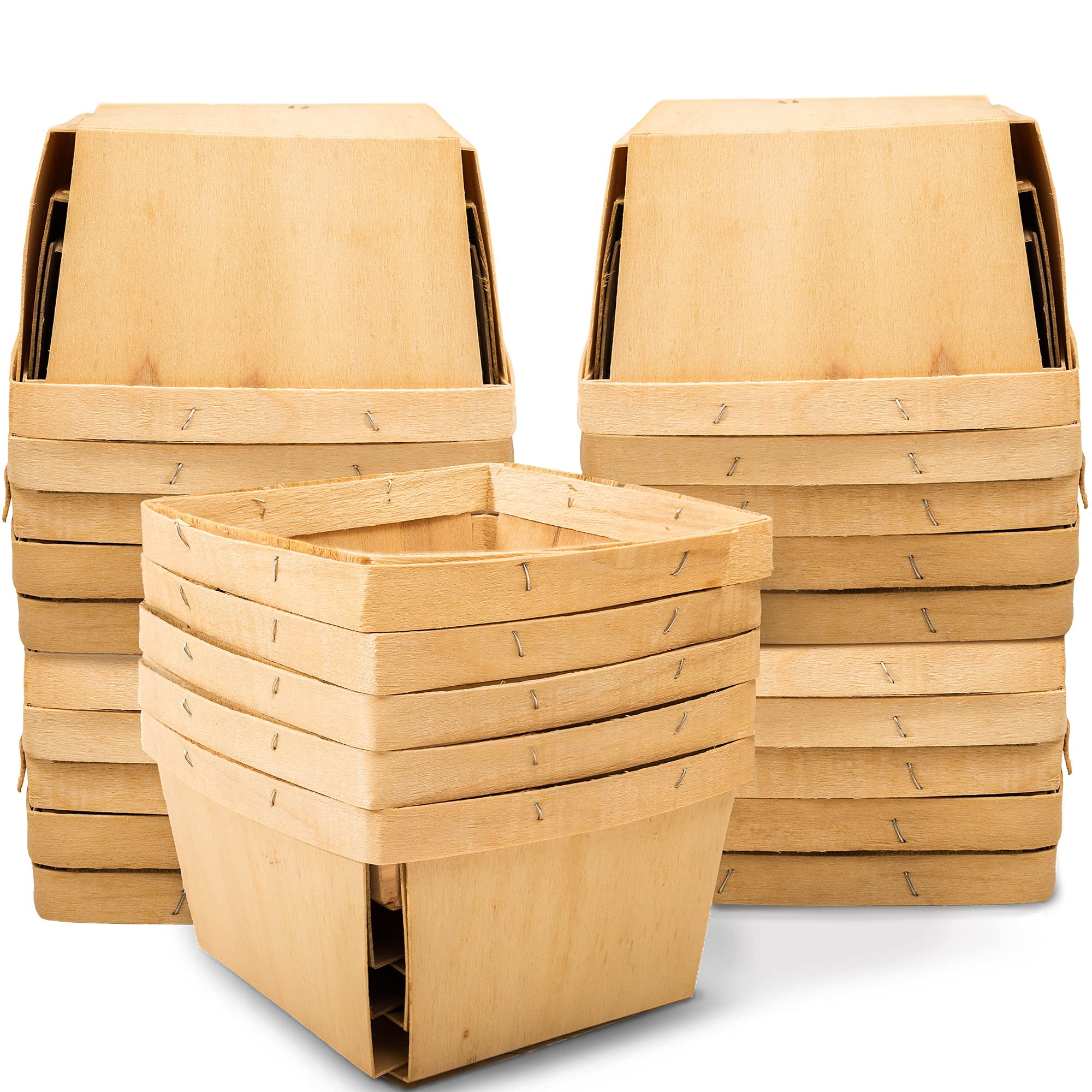 Top Home Store Square Wooden Berry Baskets, for Picking Fruit or Arts ...
