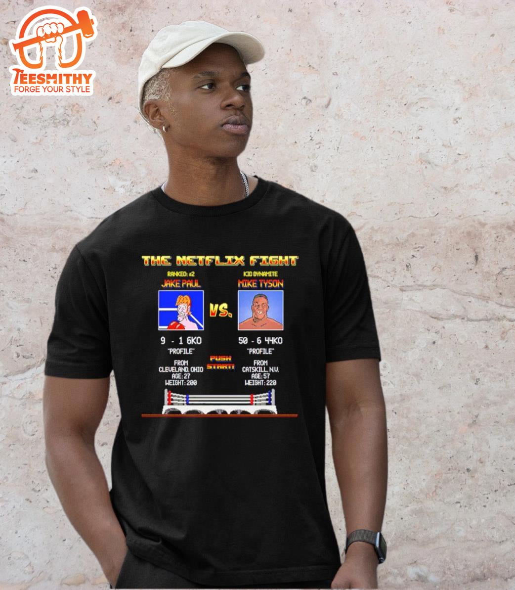 Top Jake Paul Vs Mike Tyson The Netflix Fight Push Start 8 Bit Shirt ...