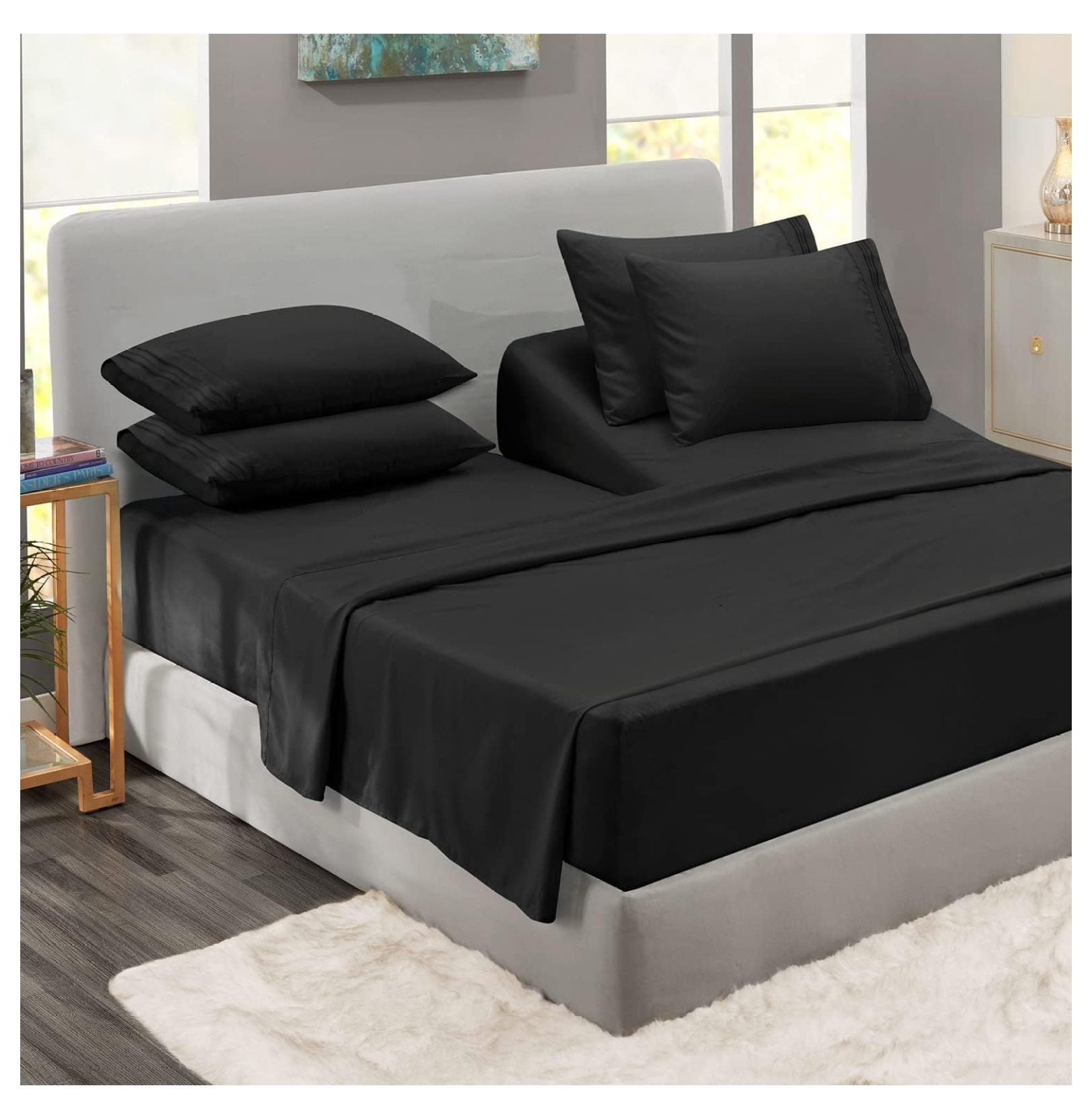 Top King Sheets, 6 Piece Set - Hotel Luxury Sheets for Top Split King ...