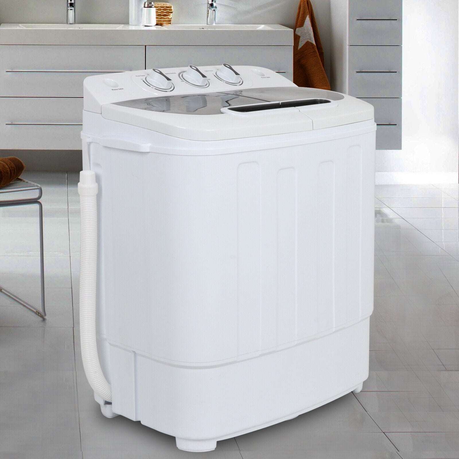 Top Load Compact Twin Tub 13lb Washing Machine Washer Spin Dryer White ...