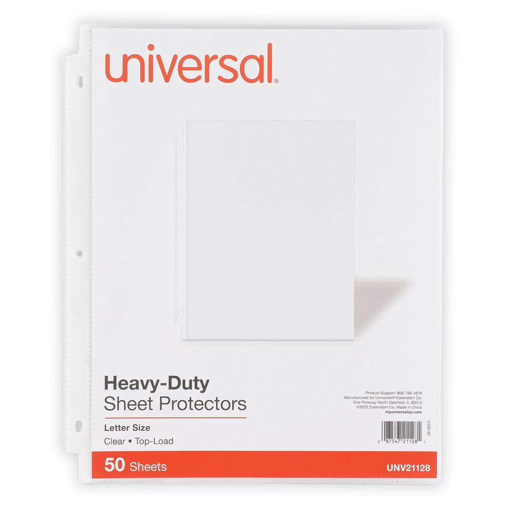 Universal UNV21128 Heavy Gauge Top-Load Poly Sheet Protectors - Clear ...