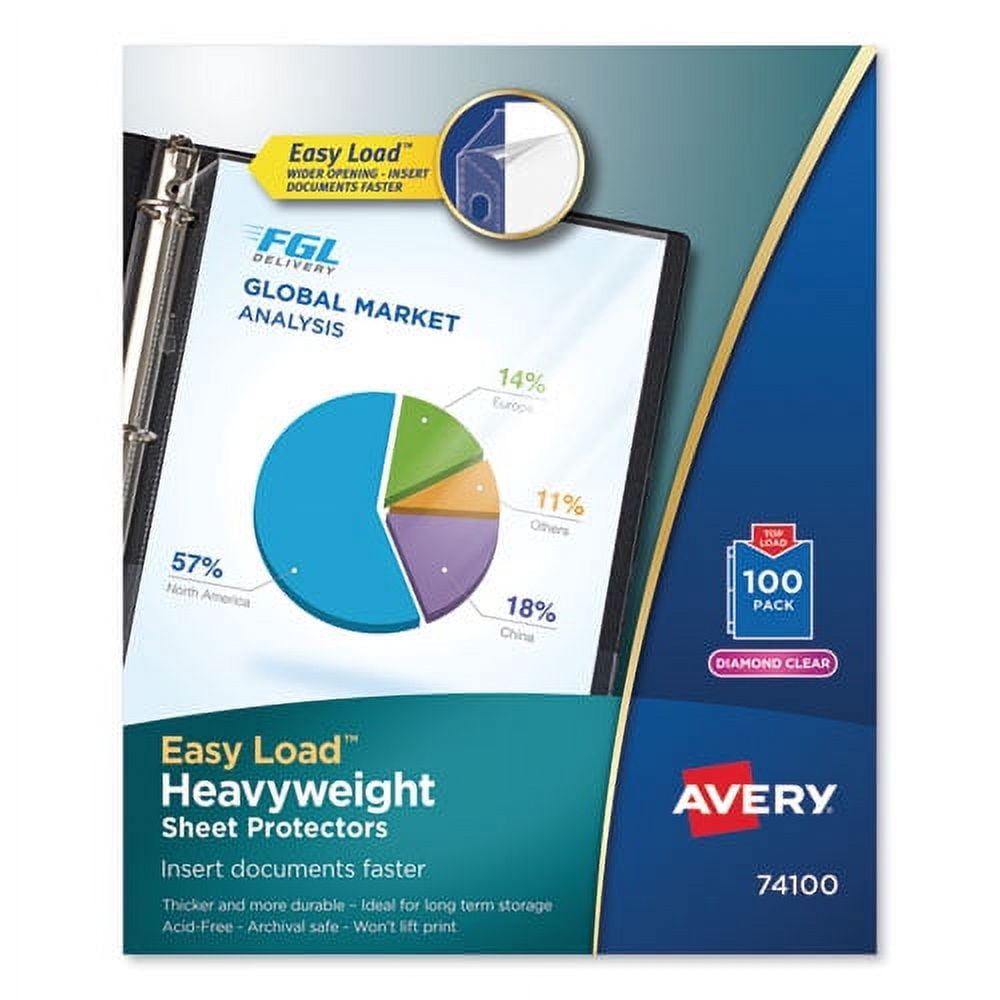 Top-Load Poly Sheet Protectors, Heavy Gauge, Letter, Diamond Clear, 100 ...