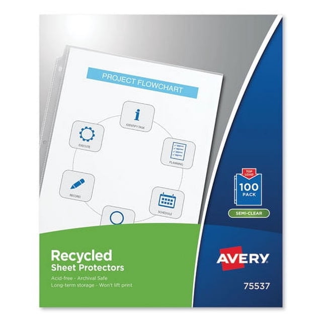 Top-Load Recycled Polypropylene Sheet Protector, Semi-Clear, 100/box ...