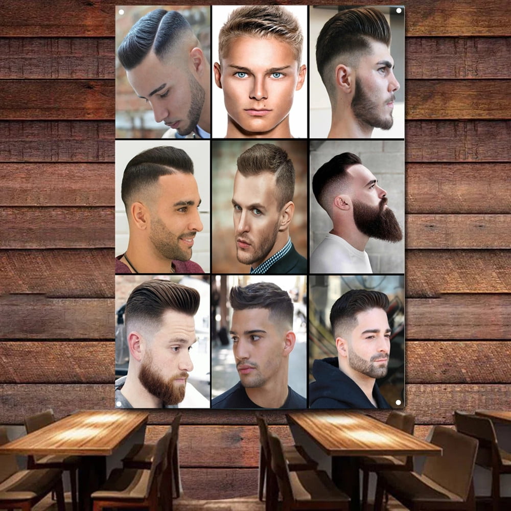 Top Mens Hairstyles Poster Wall Hanging Flag Barber Shop Signboard ...