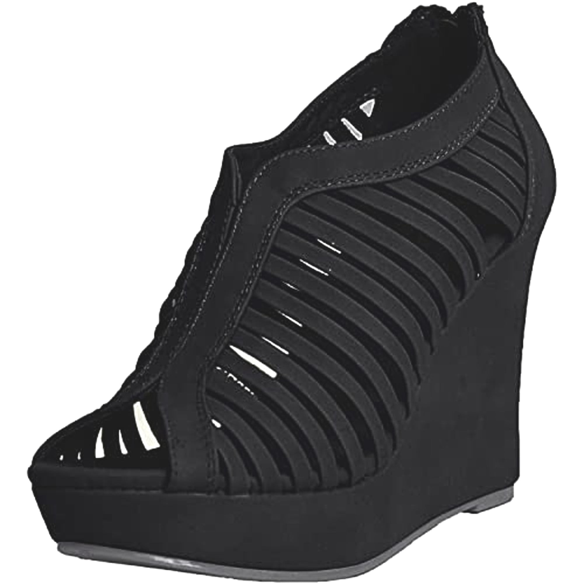 Top Moda Denver-1 Women's Bird Cage Gladiator Wedge Heel Sandals Platform Shoes Black 6.5 ...