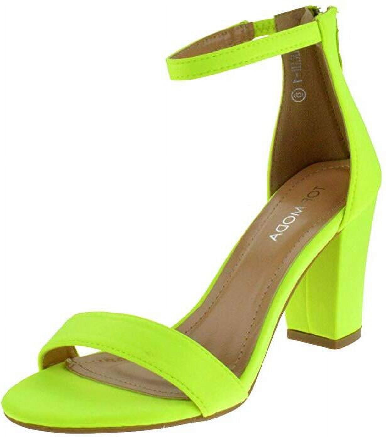 Top Moda Women's Lightweight High-Heel Sandals, Open Toe Neon Yellow, 8 ...