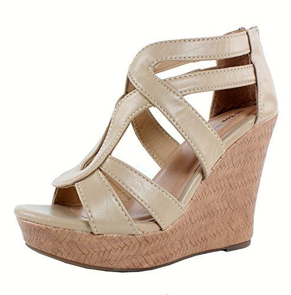 Top Moda Lindy-1 Women's Wedged Strappy Gladiator Ladies Sandals Shoes ...