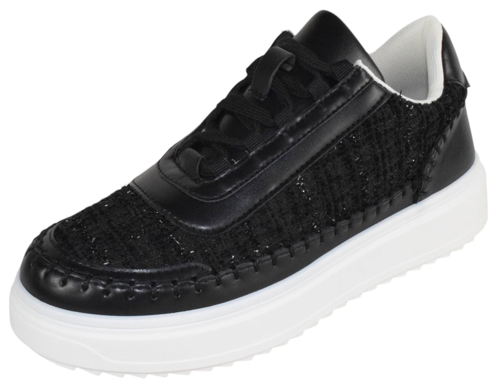 Top Moda Shoes Women Fashion Platform Sneakers Tweed Lace Up Stitching ...