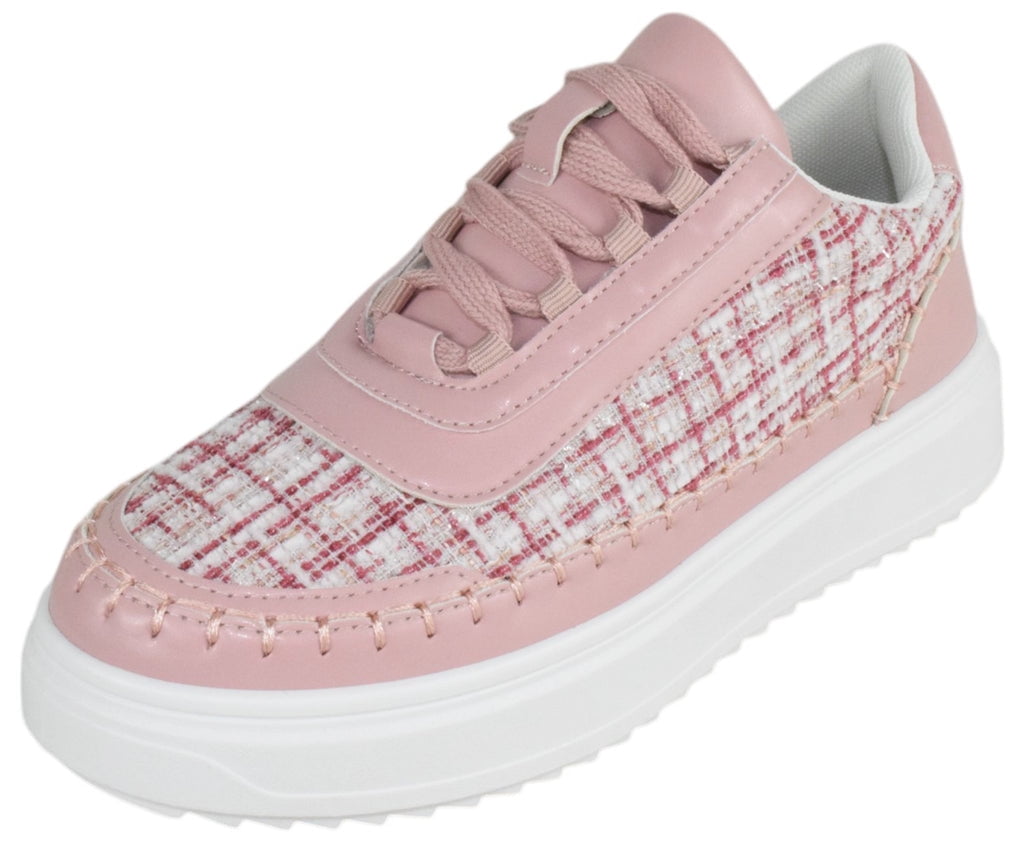 Top Moda Shoes Women Fashion Platform Sneakers Tweed Lace Up Stitching ...