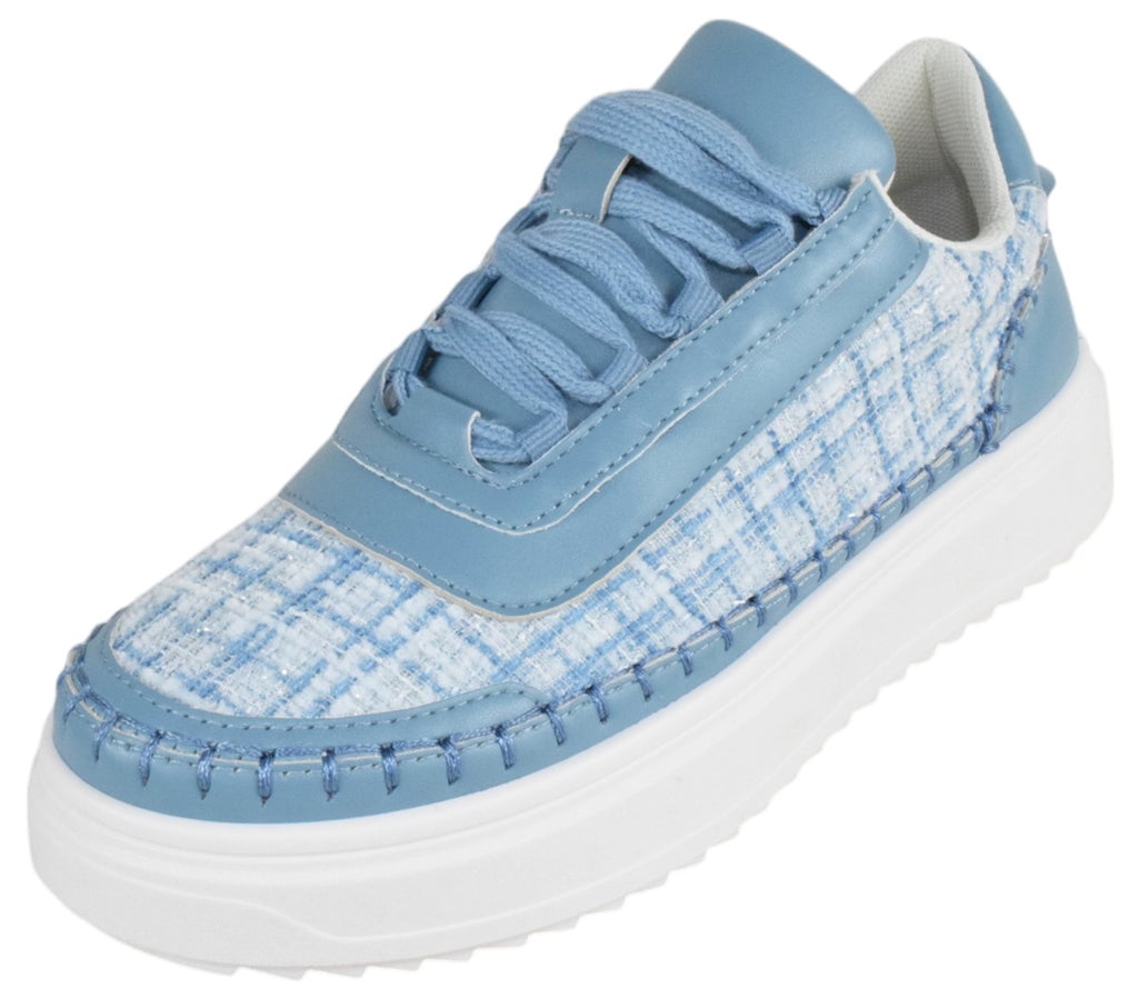 Top Moda Shoes Women Fashion Platform Sneakers Tweed Lace Up Stitching ...
