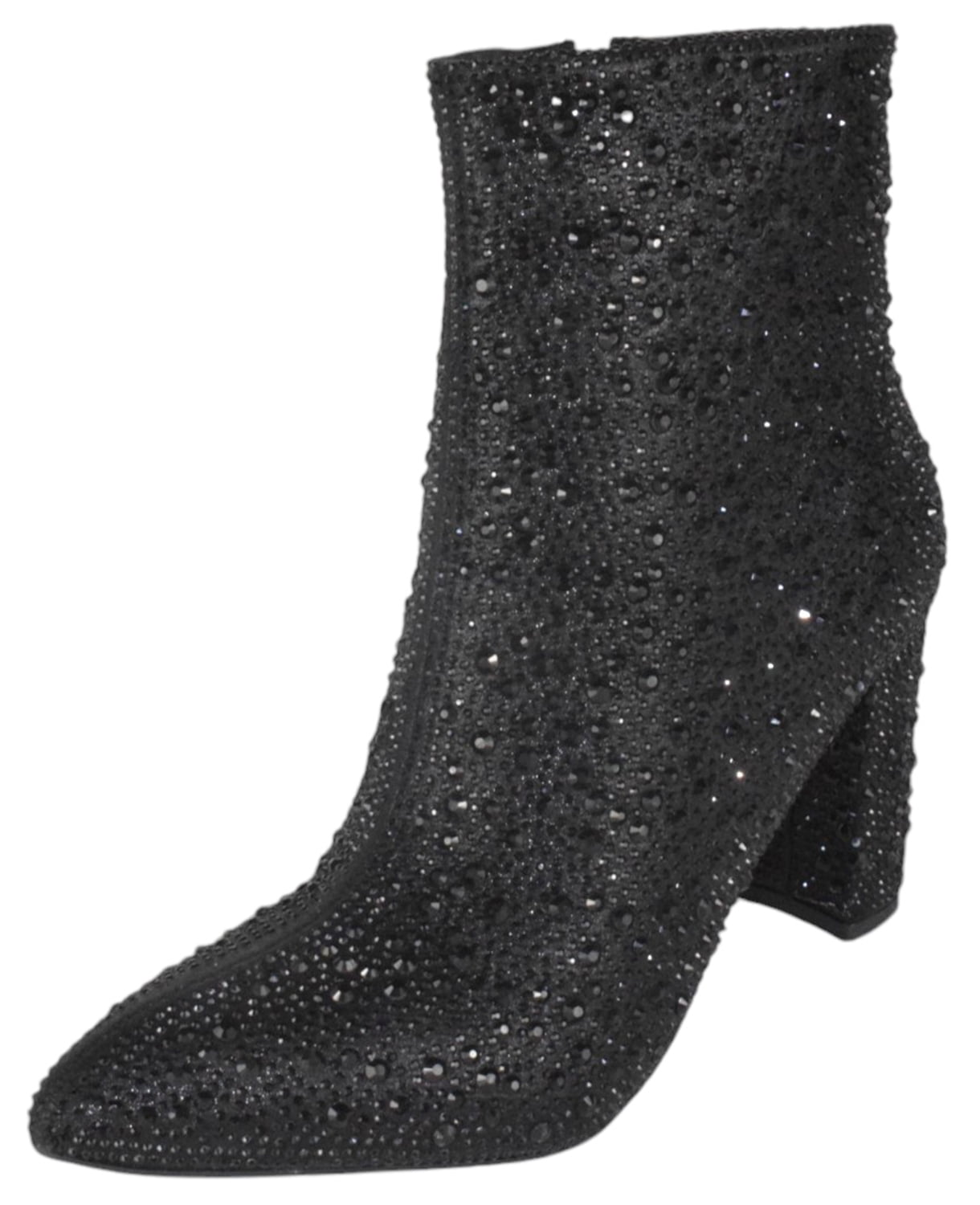 Top Moda Women Ankle Boots Block High Heels Rhinestone Bling Glitter ...