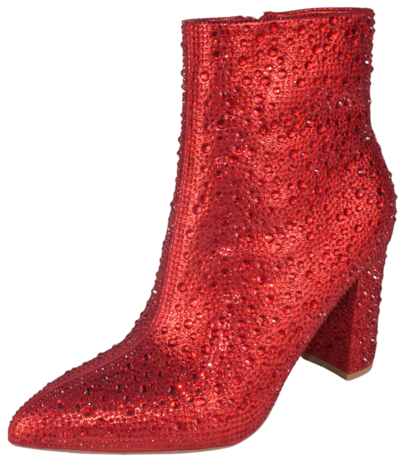 Top Moda Women Ankle Boots Block High Heels Rhinestone Bling Glitter ...