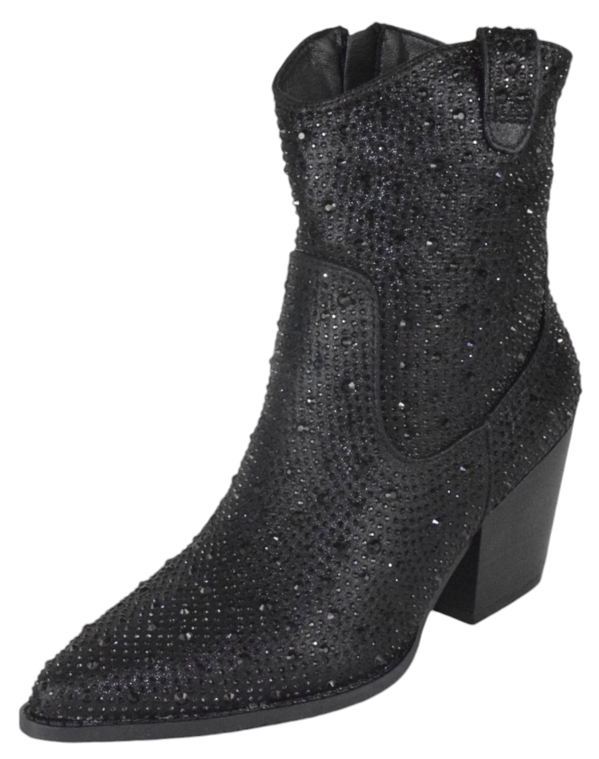 Top Moda Women Ankle Cowboy Western Boots Block High Heels Rhinestone ...