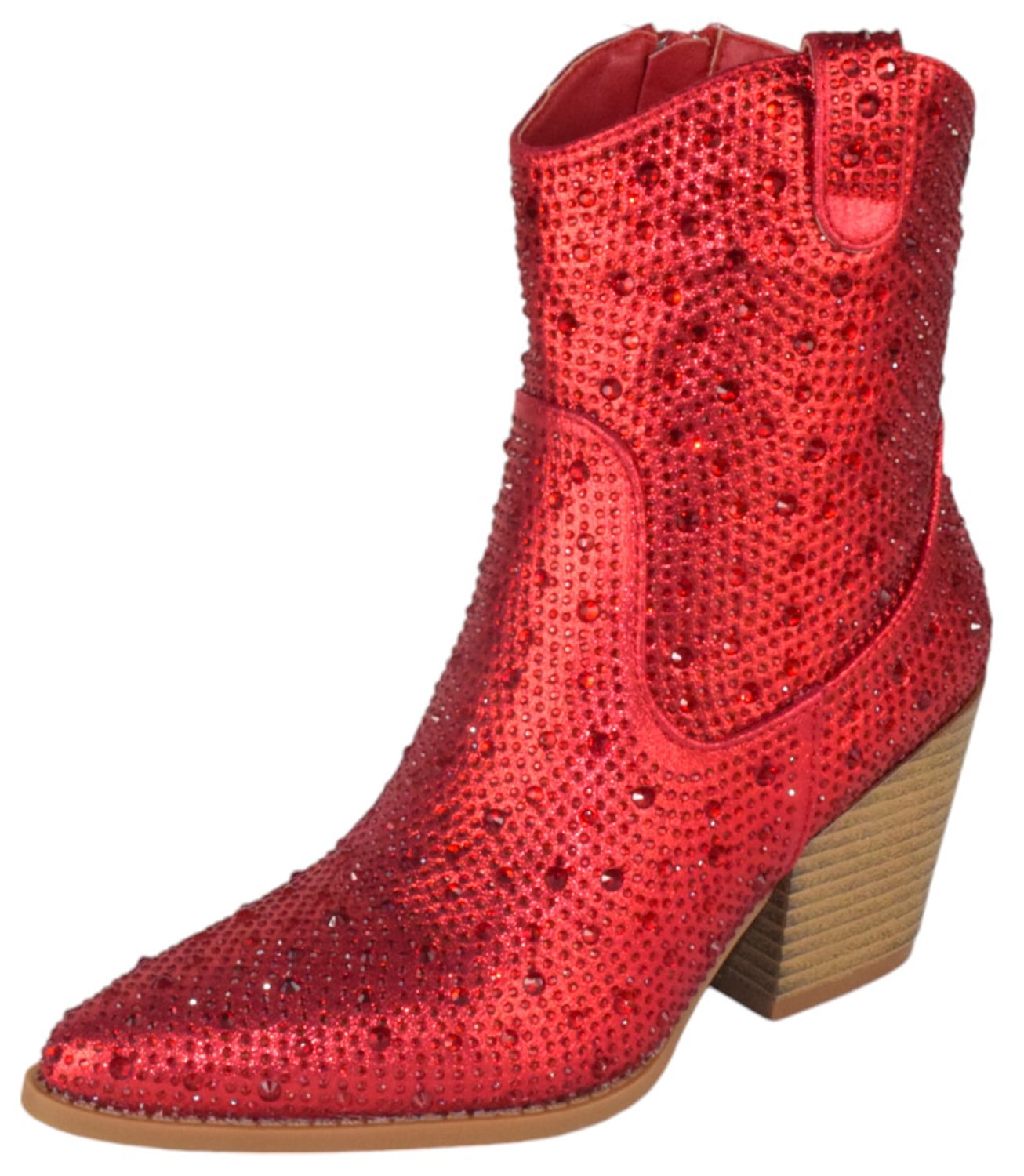 Top Moda Women Ankle Cowboy Western Boots Block High Heels Rhinestone ...
