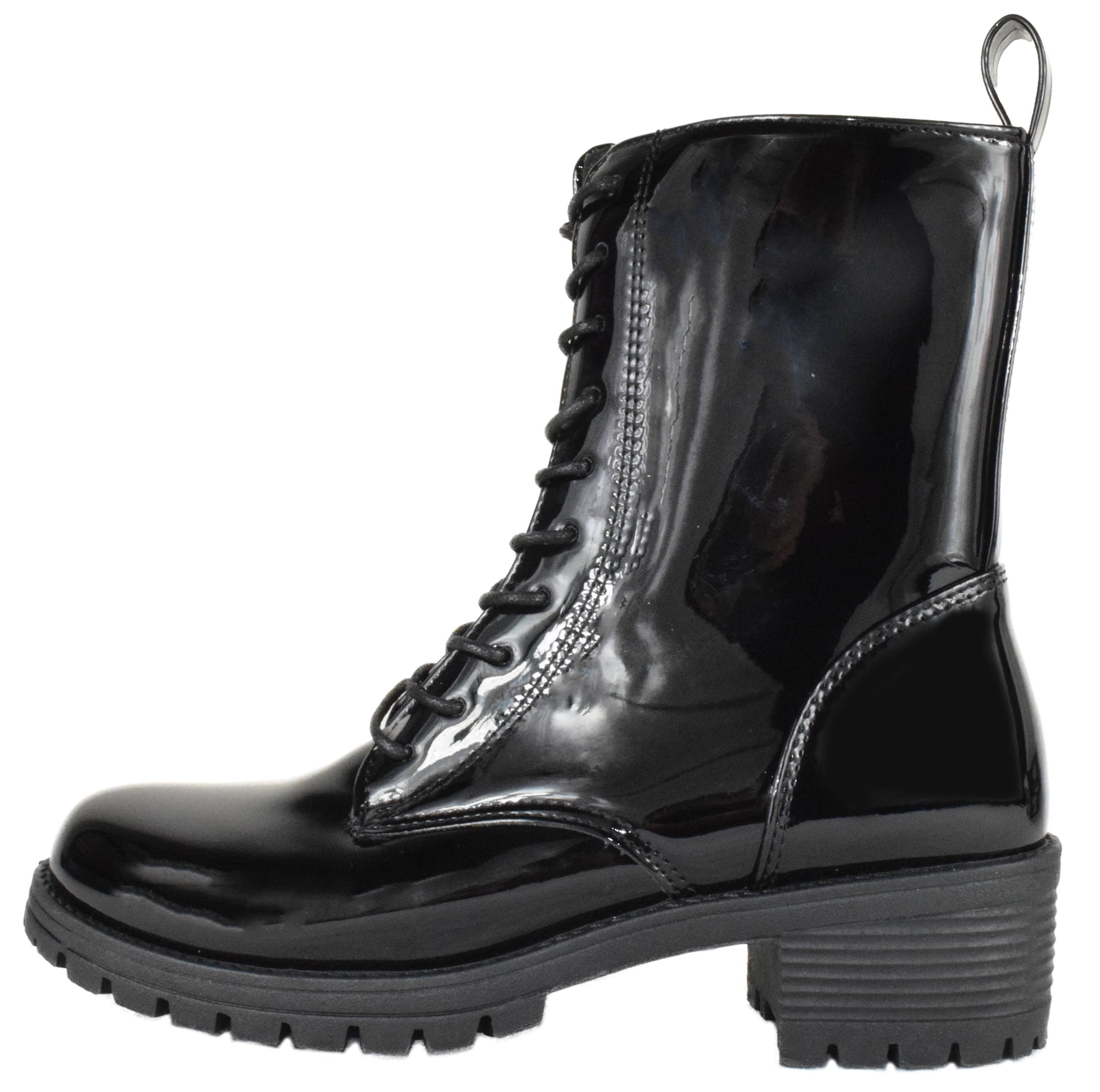 Top Moda Women Combat Army Style Boots Lace Up Side Zipper Lug Sole ...