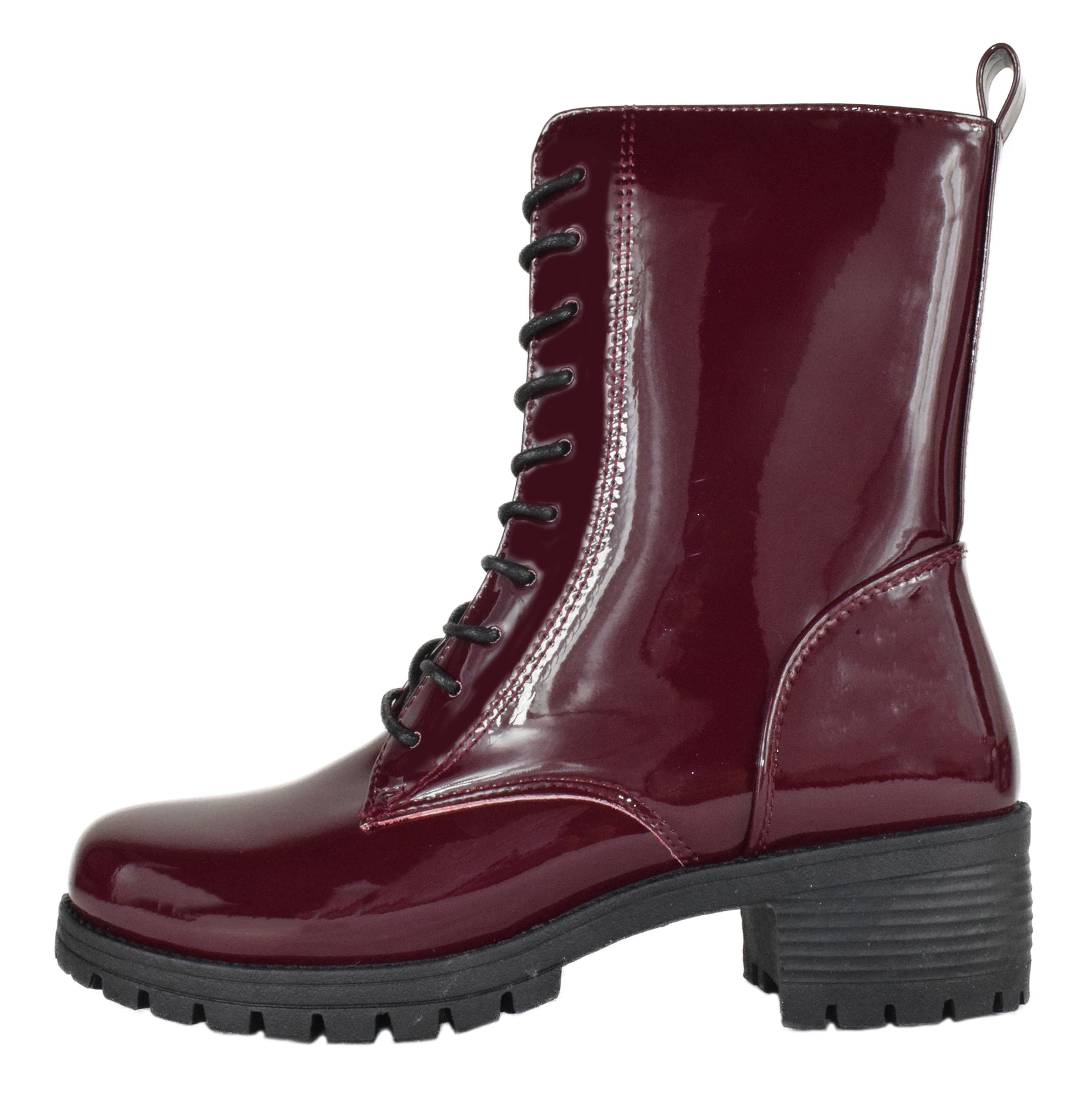 Top Moda Women Combat Army Style Boots Lace Up Side Zipper Lug Sole ...