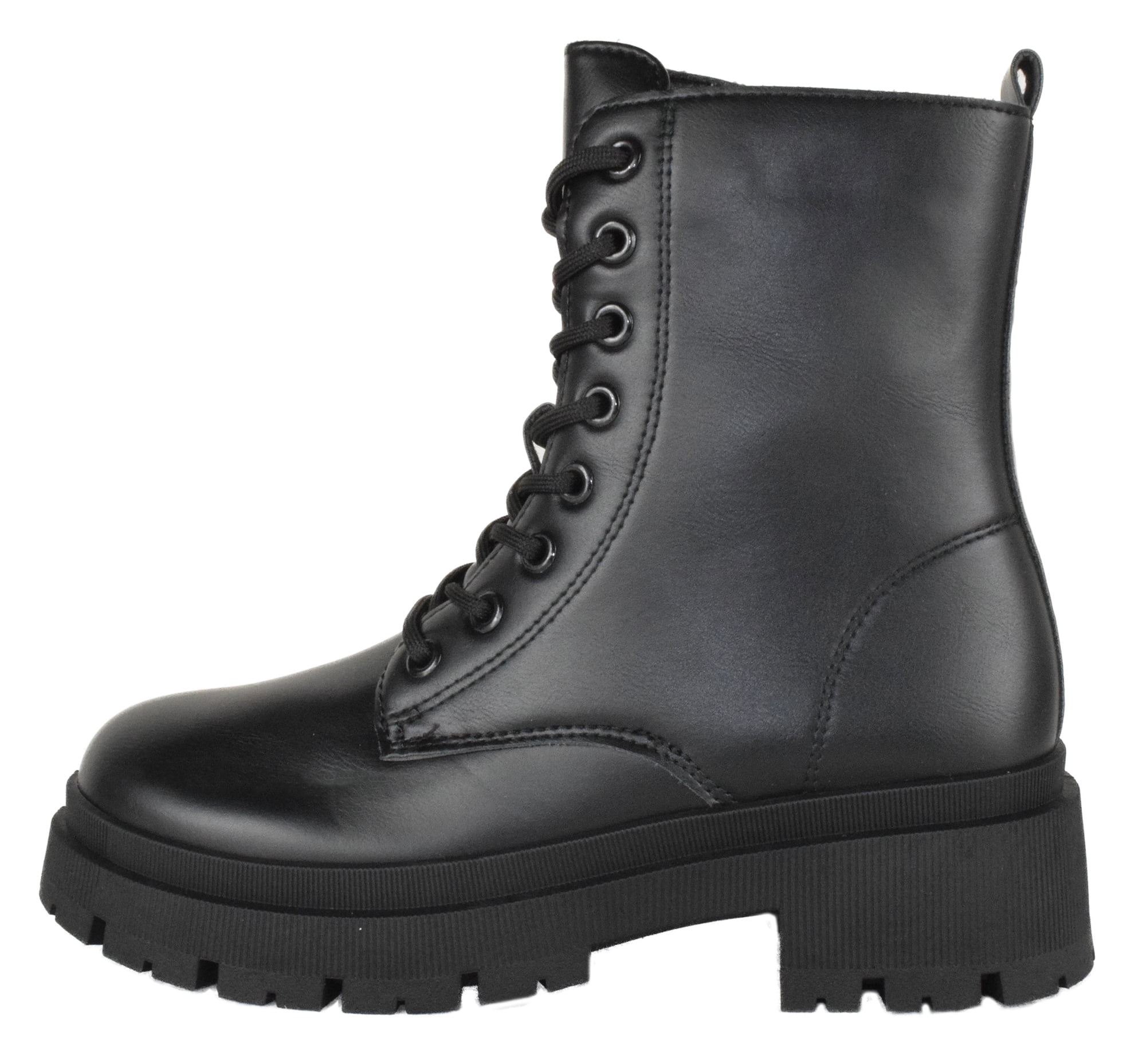 Top Moda Women Combat Army Style Boots Lace Up Side Zipper Lug Sole ...