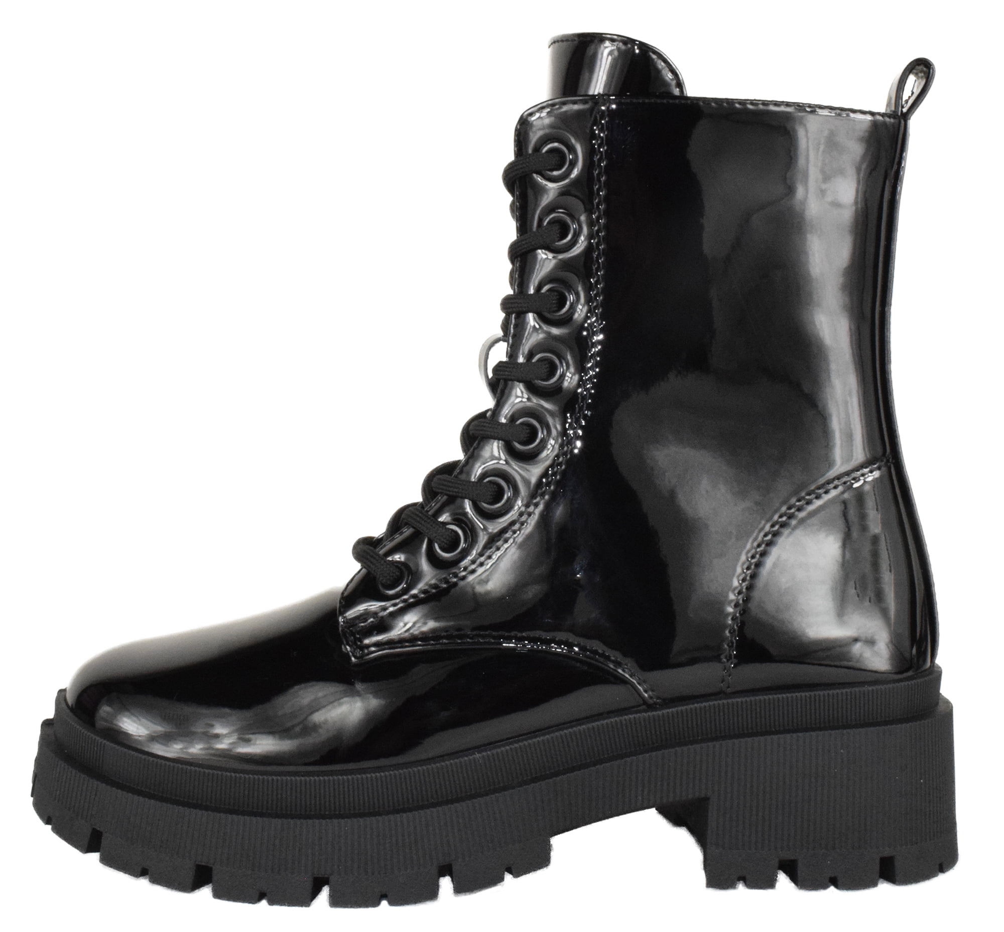 Top Moda Women Combat Army Style Boots Lace Up Side Zipper Lug Sole ...